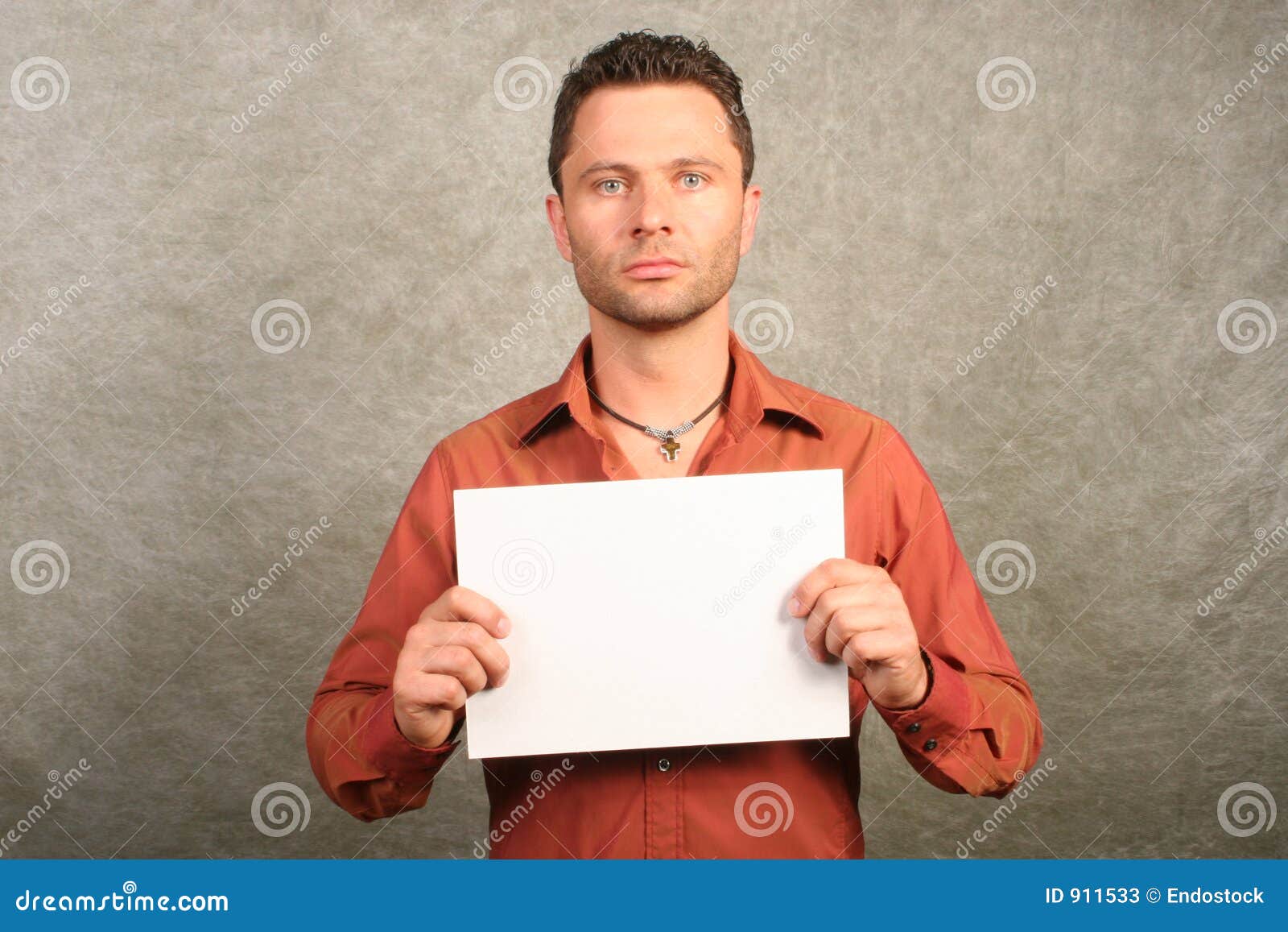 White Man with Card - Space for Copy, Front Stock Image - Image of ...