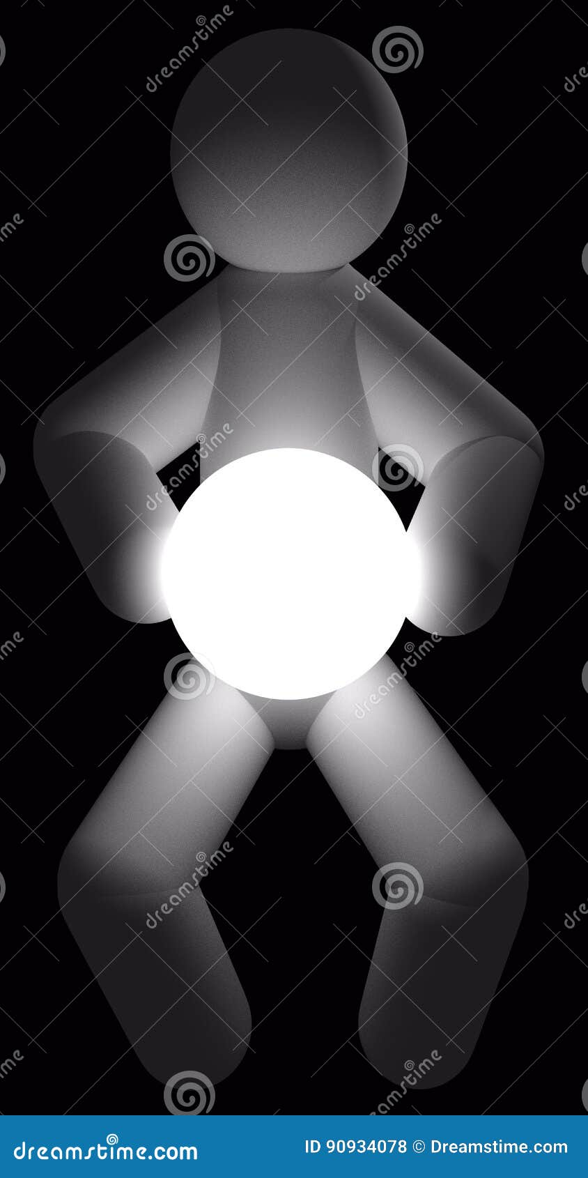 White Man with a Glowing Ball Stock Illustration - Illustration of ...