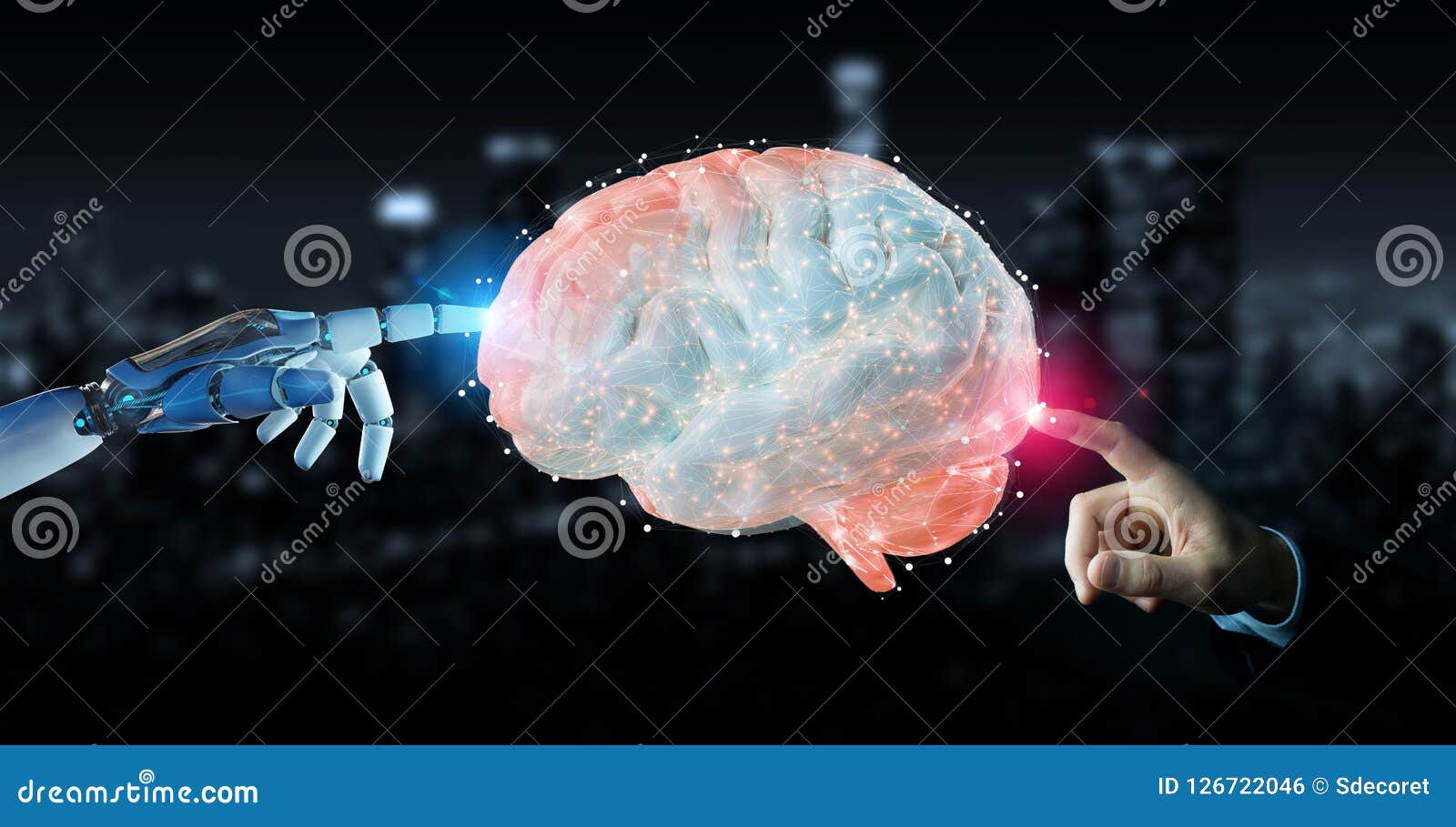 White Man Humanoid Creating Artificial Intelligence 3D Rendering Stock ...