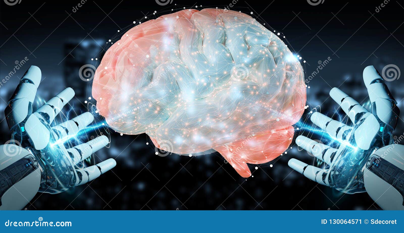 White Man Humanoid Creating Artificial Intelligence 3D Rendering Stock ...