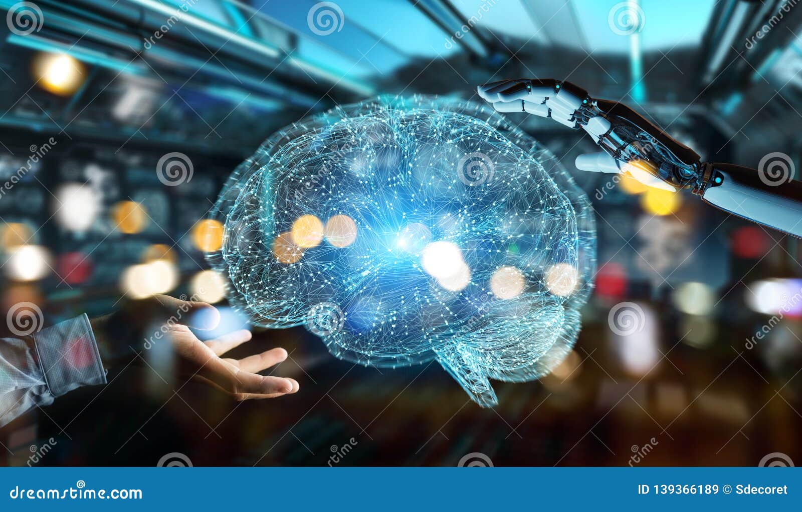 White Man Humanoid Creating Artificial Intelligence 3D Rendering Stock ...