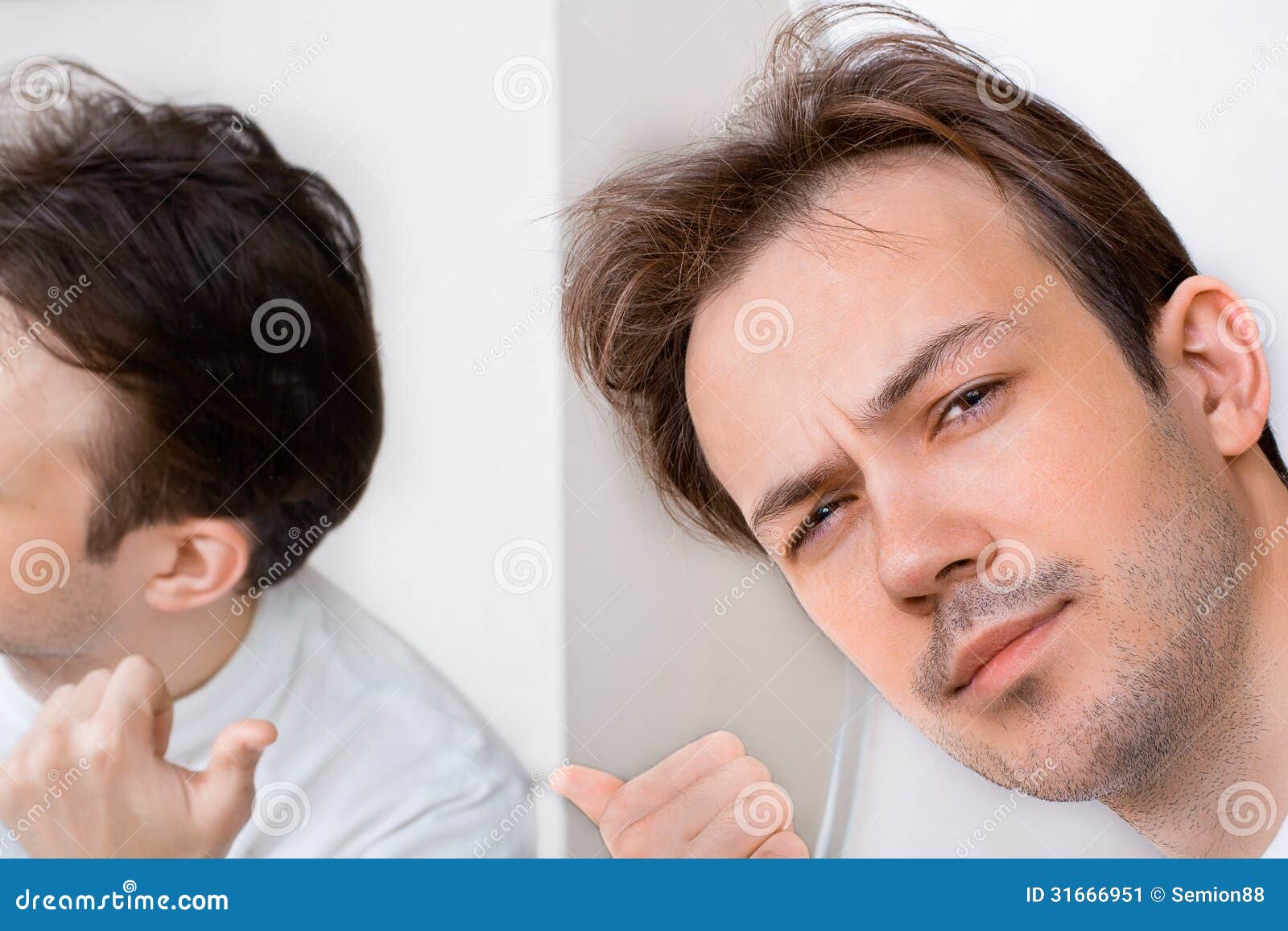 White Man Points To His Reflection Stock Image - Image of indoors ...