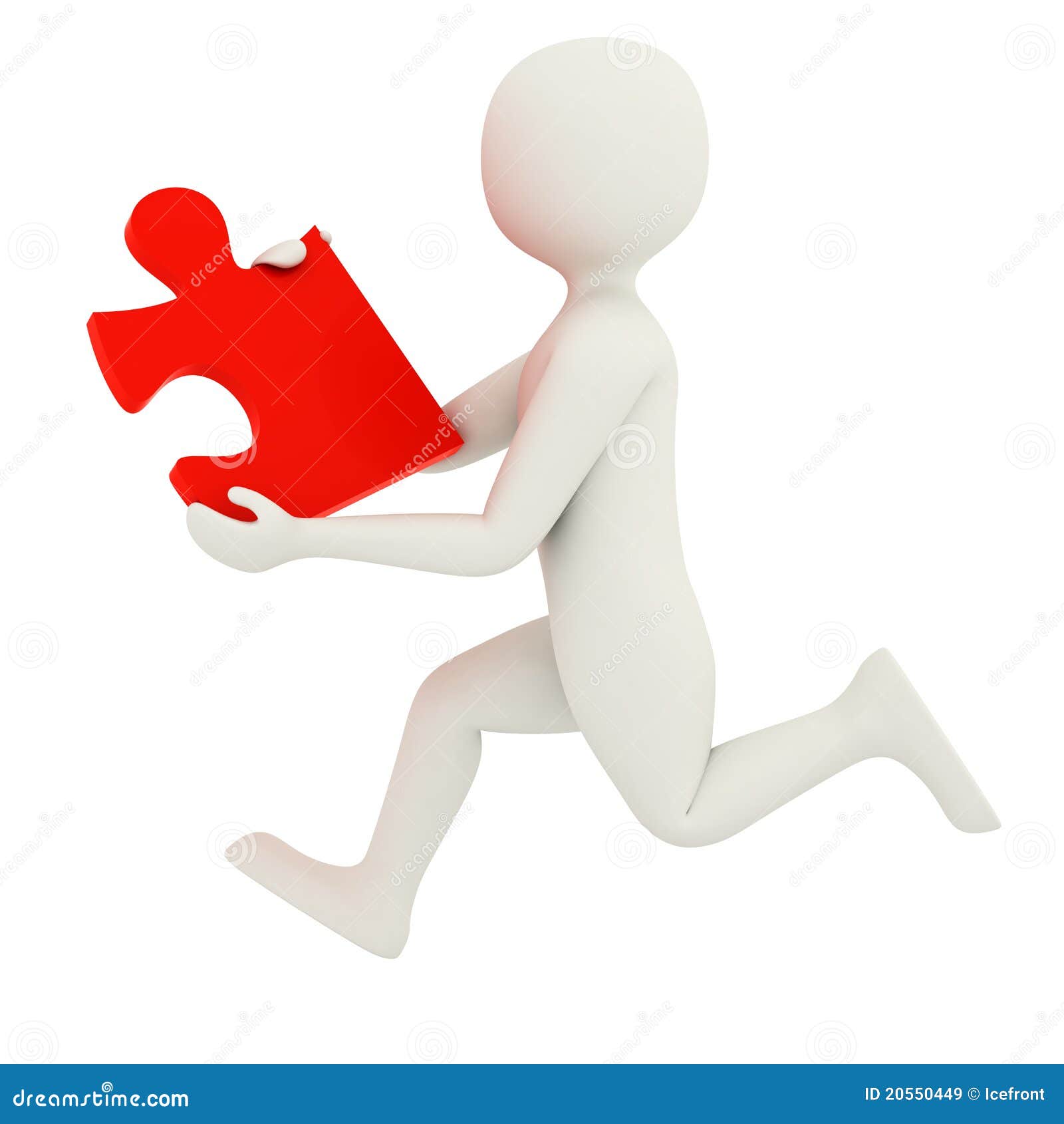 3d Man Running With Puzzle Piece. Royalty-Free Stock Image ...