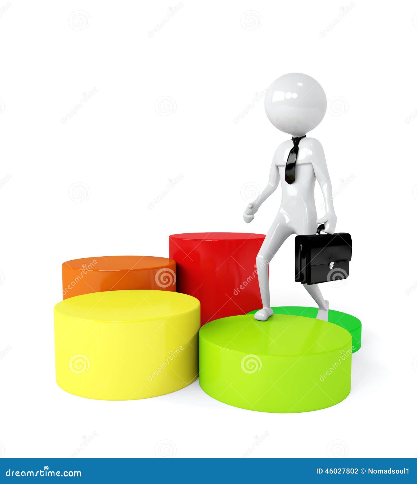 White Man Stand on Bar Graph Stock Illustration - Illustration of ...