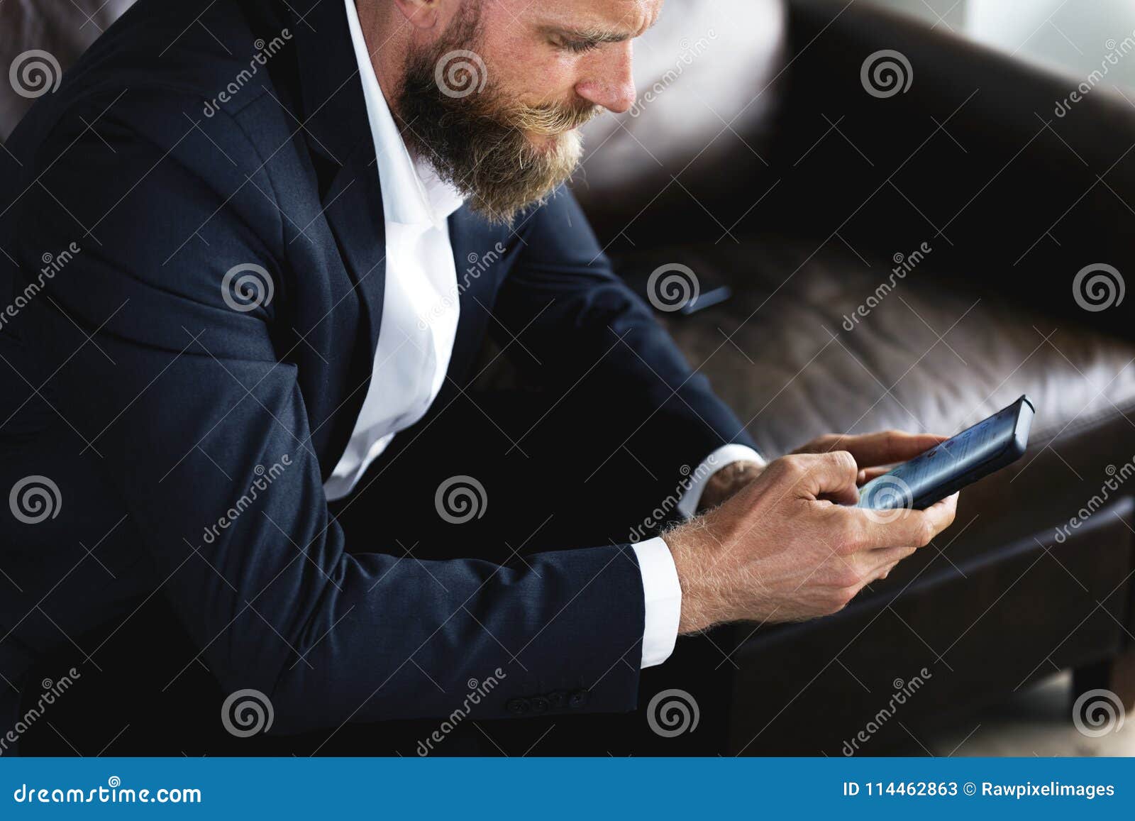 White Man Using Mobile Phone Stock Image - Image of emotion, internet ...