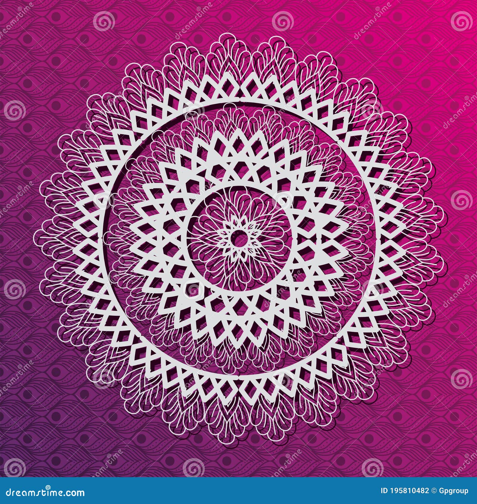 White Mandala on Pink Gradient Background Vector Design Stock Vector ...