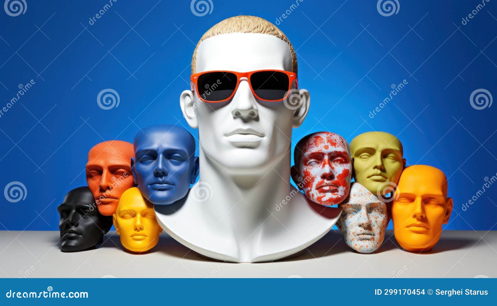 A White Mannequin with Many Different Colored Heads, AI Stock ...