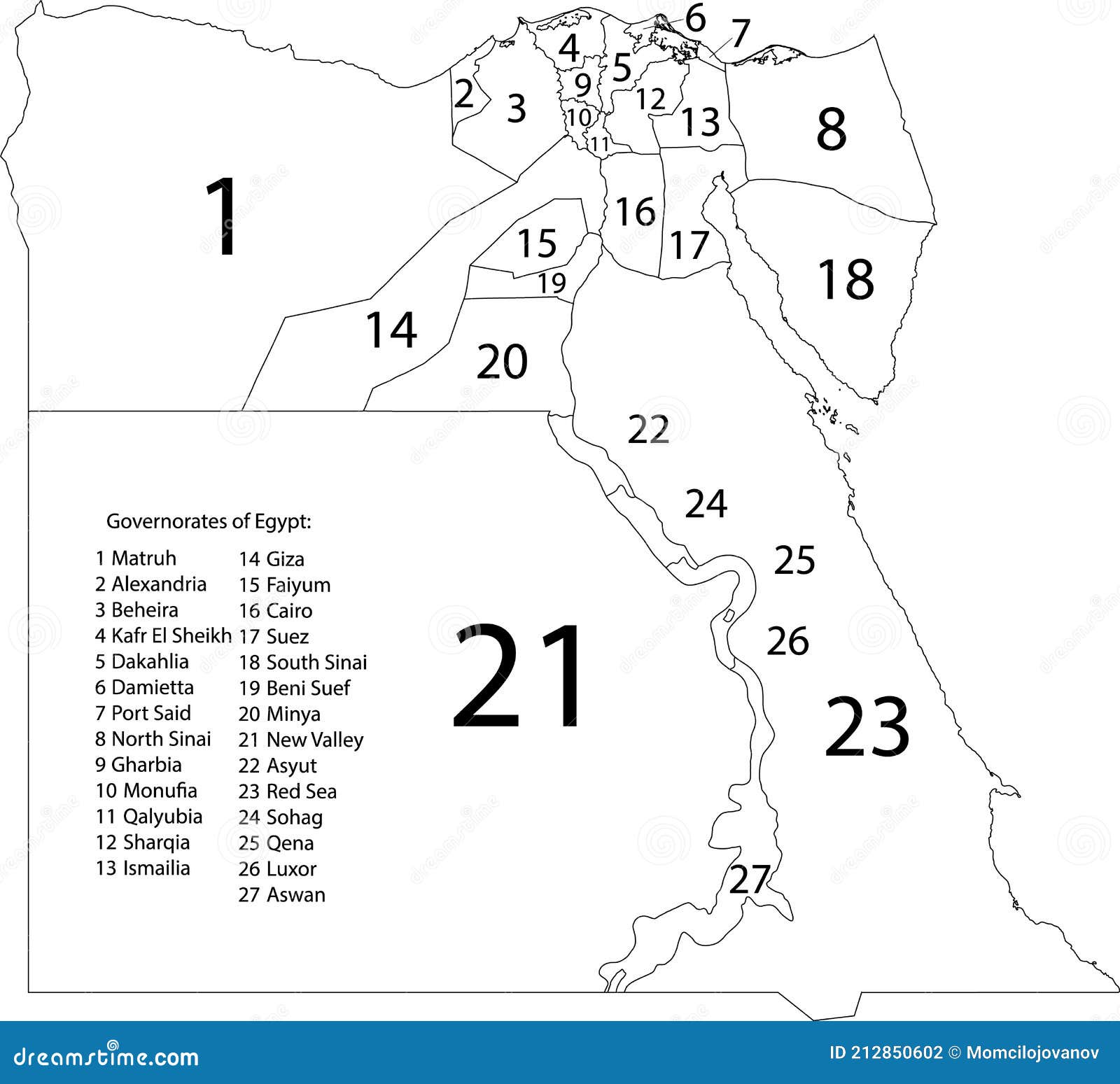 White Map of the Arab Republic of Egypt Stock Vector - Illustration of ...