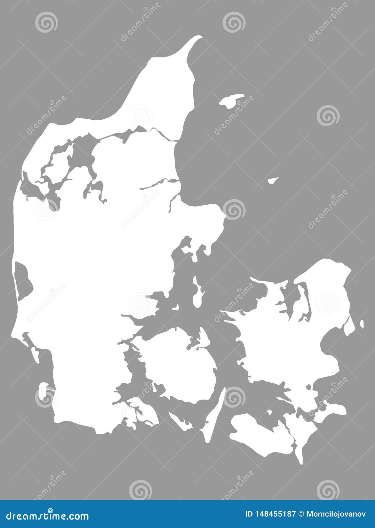 White Map Of Denmark On Gray Background Cartoon Vector | CartoonDealer ...