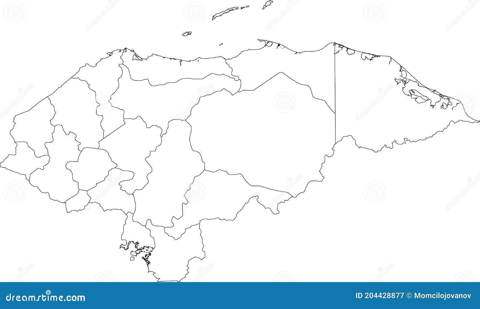White map of Honduras stock vector. Illustration of atlas - 204428877