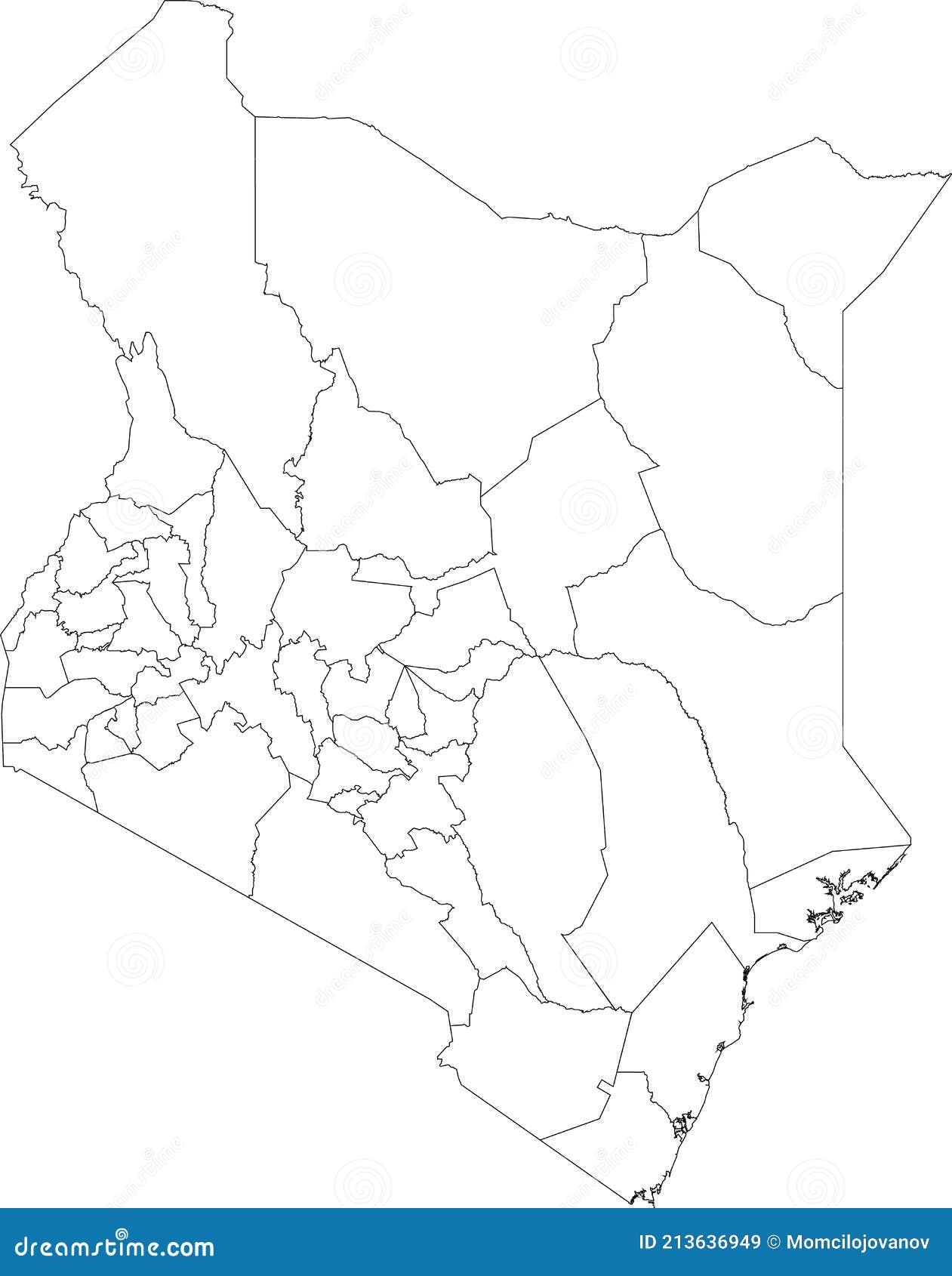 White map of Kenya stock vector. Illustration of graphic - 213636949