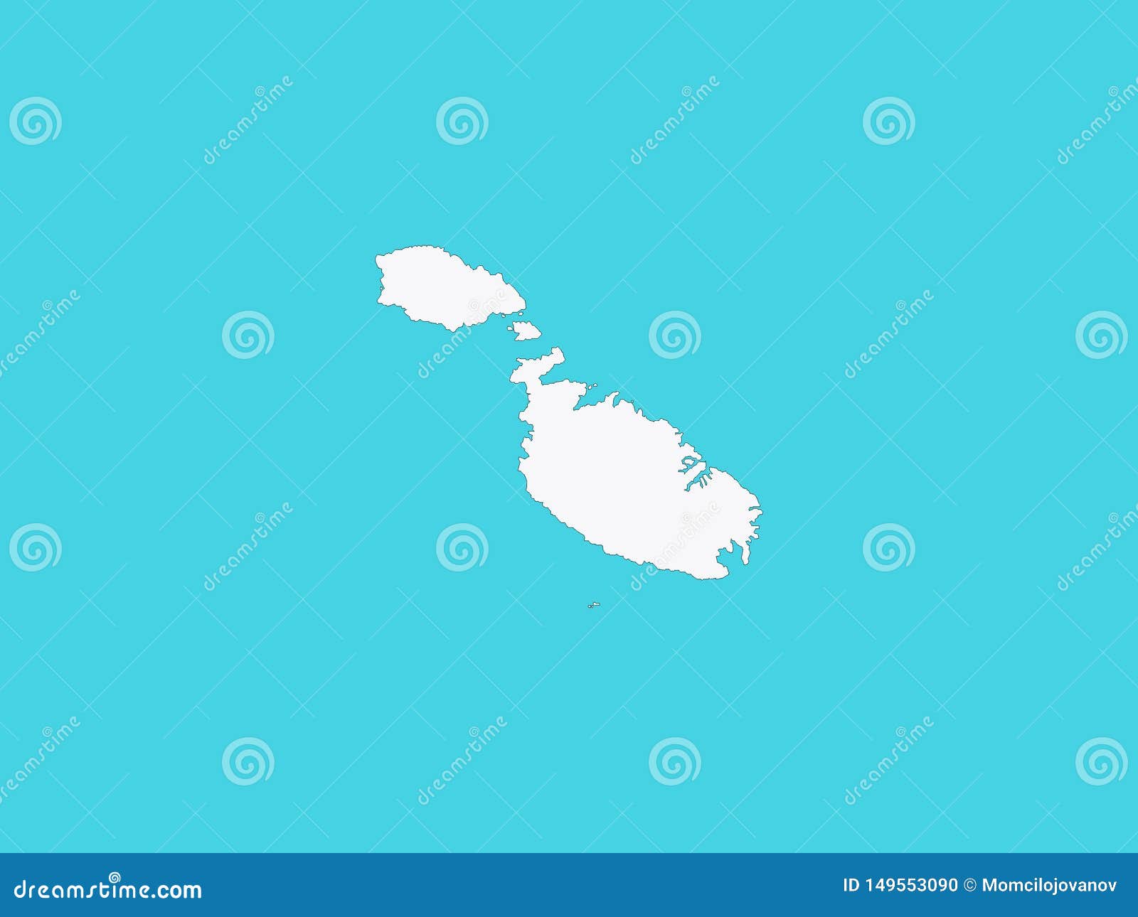 White Map of Malta with Surrounding Terrain Stock Vector - Illustration ...