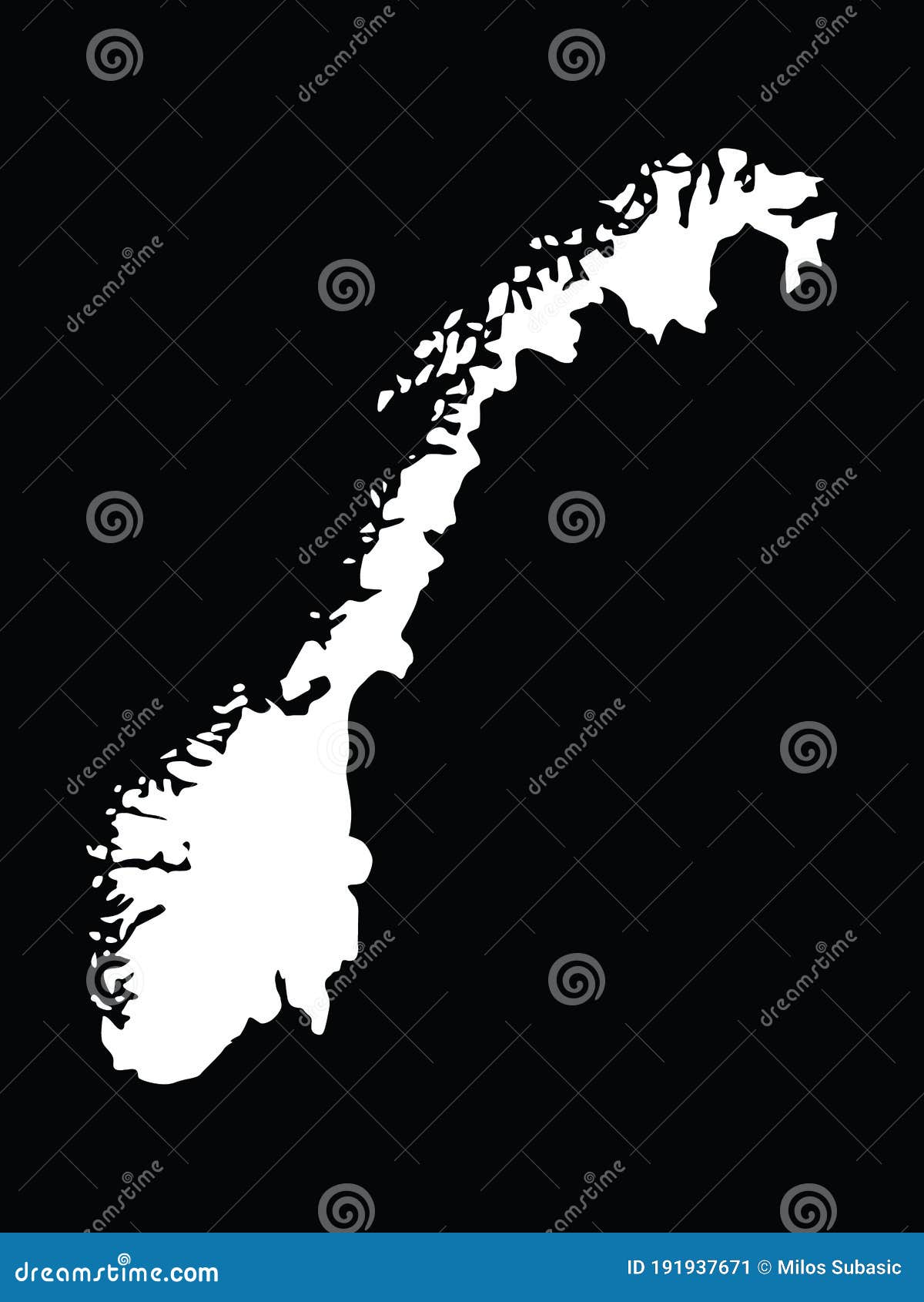 White Map of Norway on Black Background Stock Vector - Illustration of ...