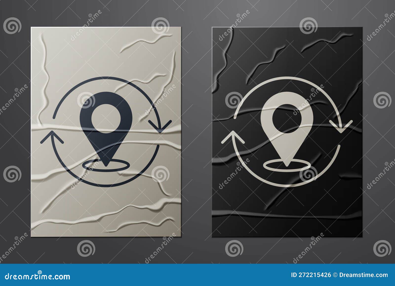White Map Pin Icon Isolated on Crumpled Paper Background. Navigation ... White Map Pin Icon Isolated on Crumpled Paper Background. Navigation ...