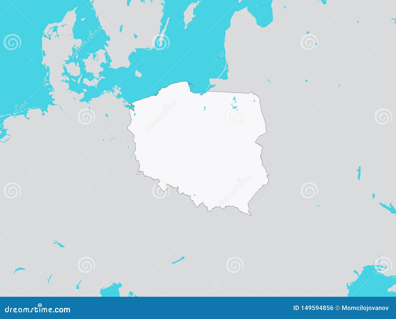 White Map of Poland with Surrounding Terrain Stock Vector ...