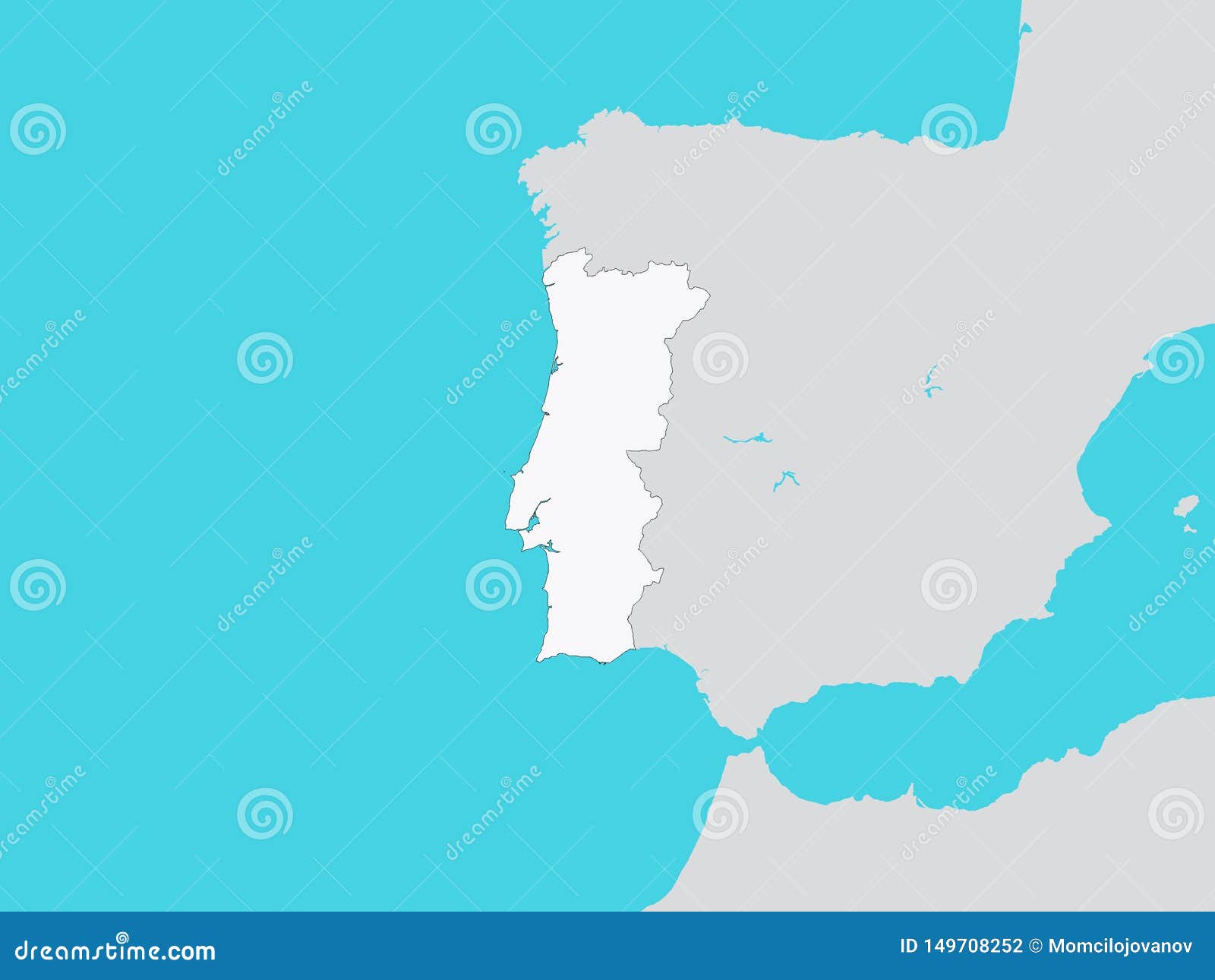 White Map of Portugal with Surrounding Terrain Stock Vector ...
