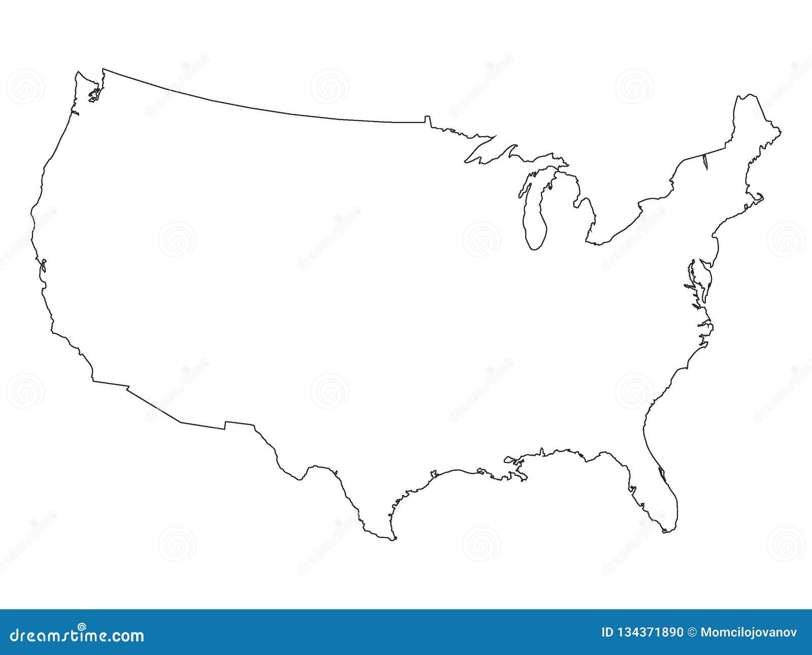 White map of USA stock vector. Illustration of england - 134371890