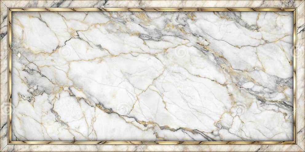 White Marble with Golden Frame, Marble Background, Luxury Interior ...