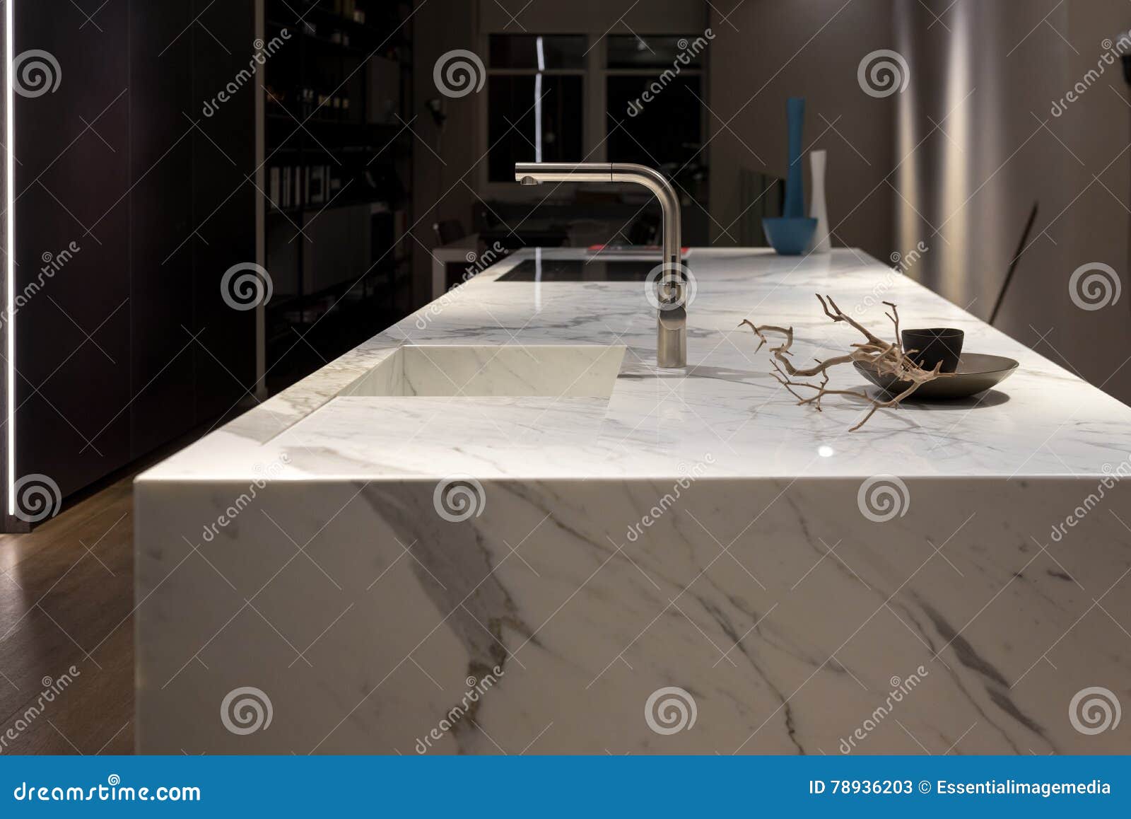 White Marble Kitchen stock image. Image of kitchen, chic - 78936203