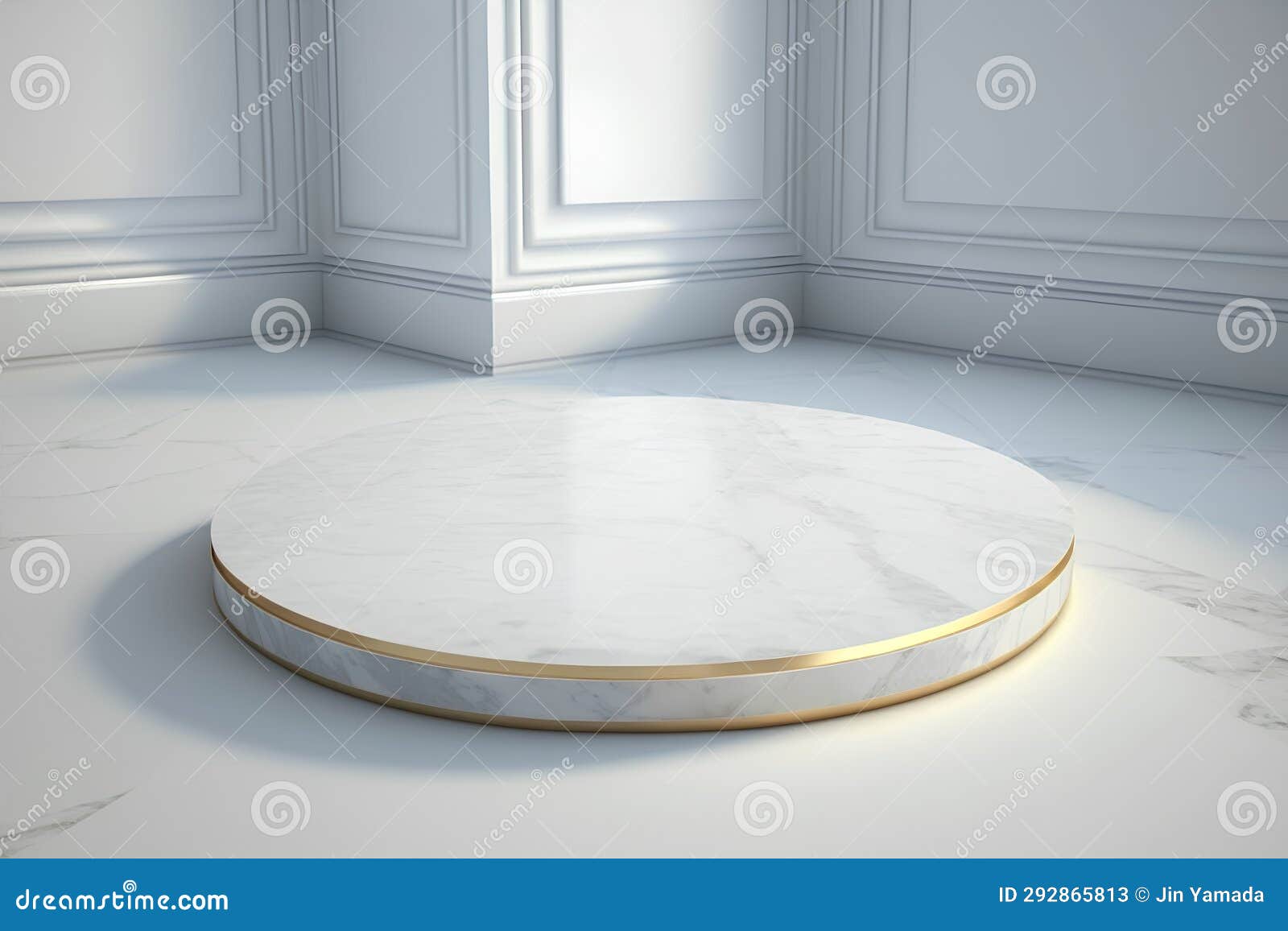 White Marble Podium in Empty Room, 3d Render, Square Composition Stock ...