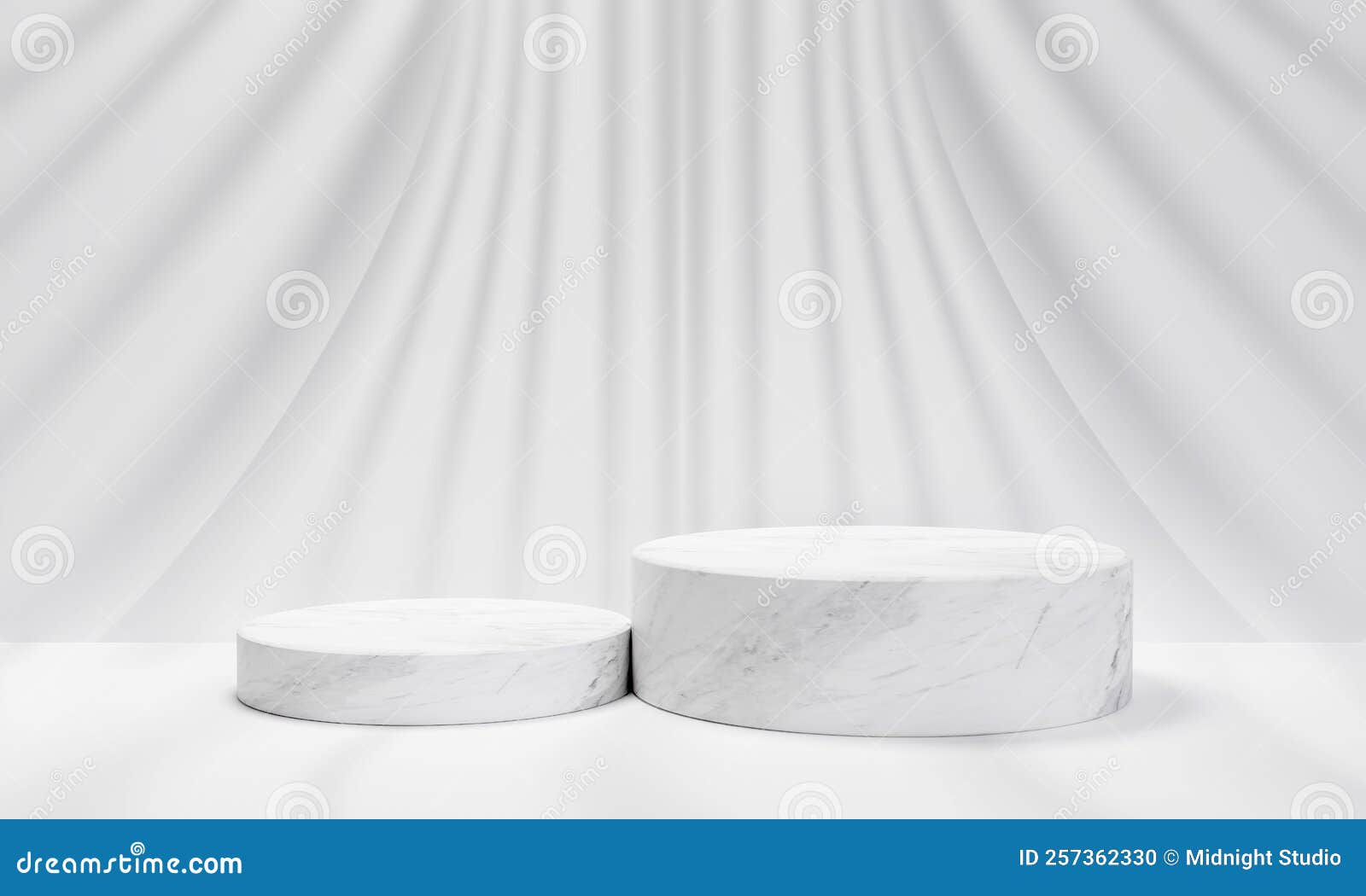 White Marble Podium Stage in Elegant Studio. Stock Illustration ...