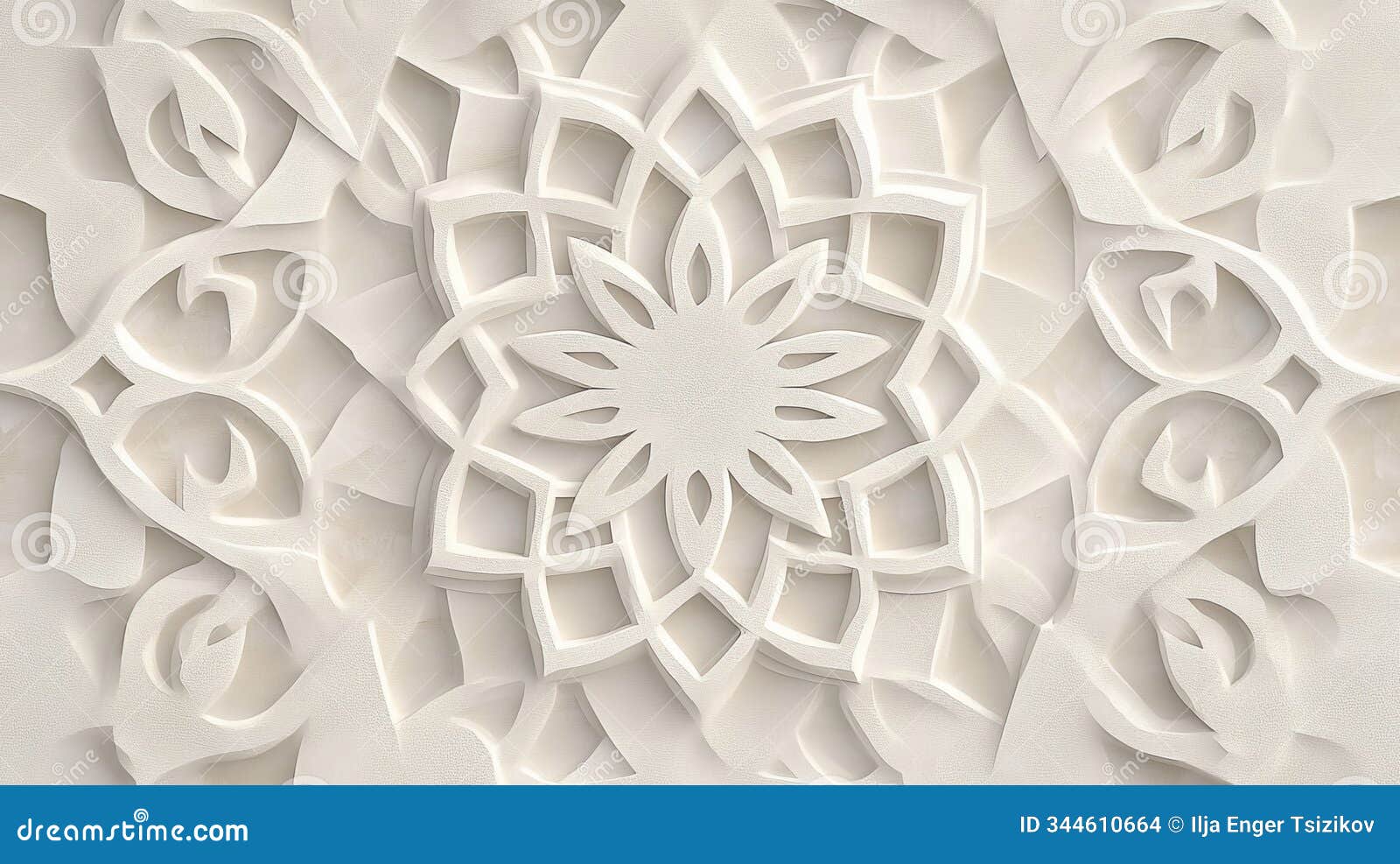White Marble Seamless Texture, Arabic Ornamental Pattern Background, 3D ...