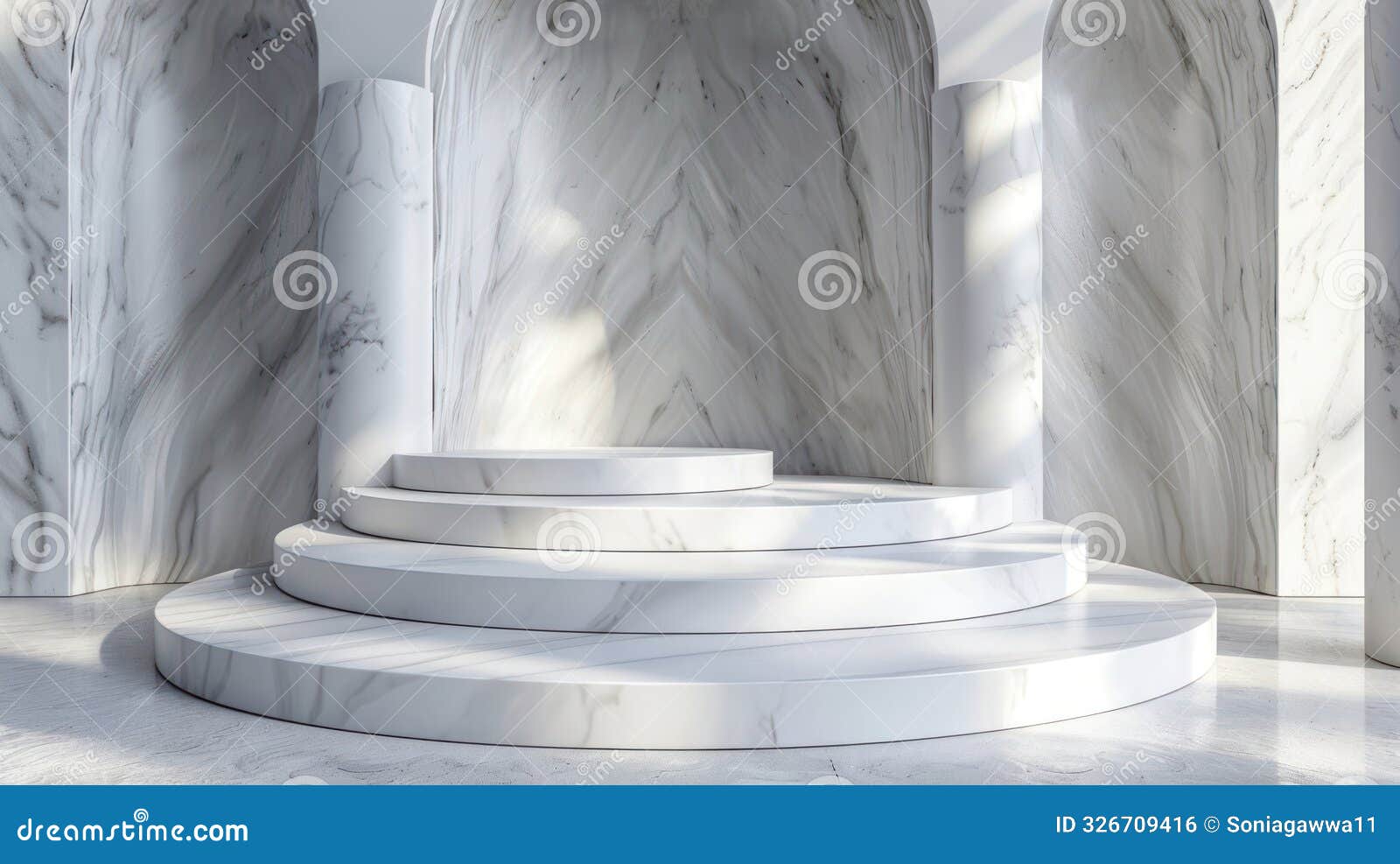 A White Marble Stage with a Circular Platform in the Middle Stock ...