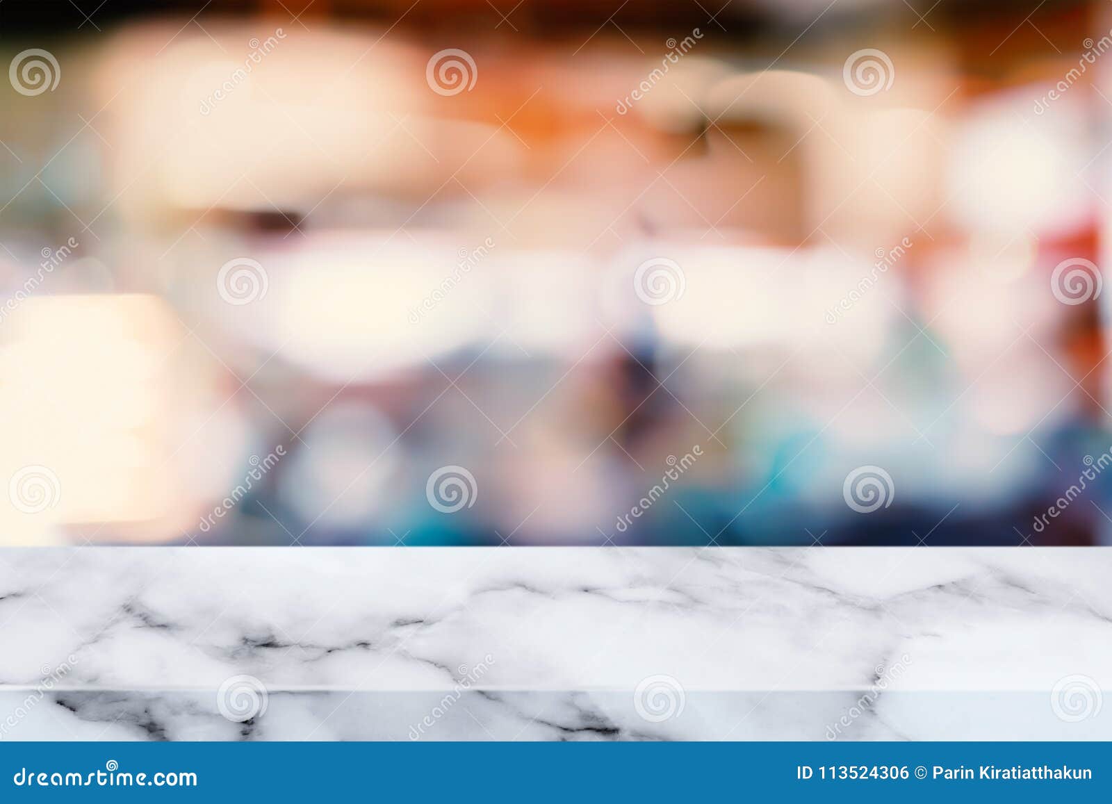 White Marble Table with Abstract Blur Background. Stock Photo - Image ...