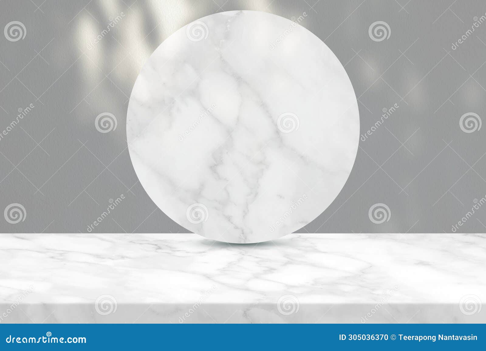 White Marble Table and Circle Marble Partition with Nature Light and ...