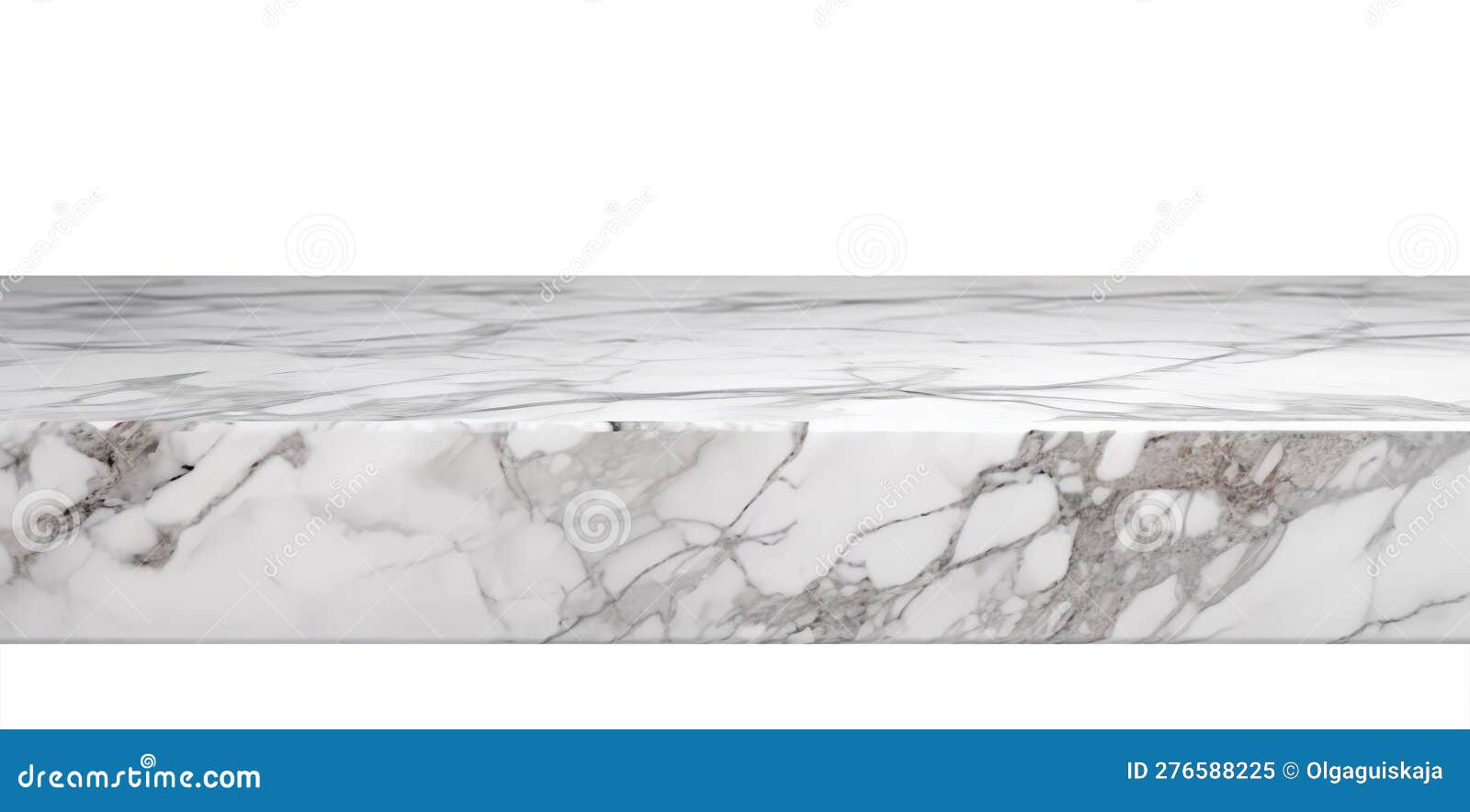 White Marble Table Surface Isolated on White Background. Front View ...