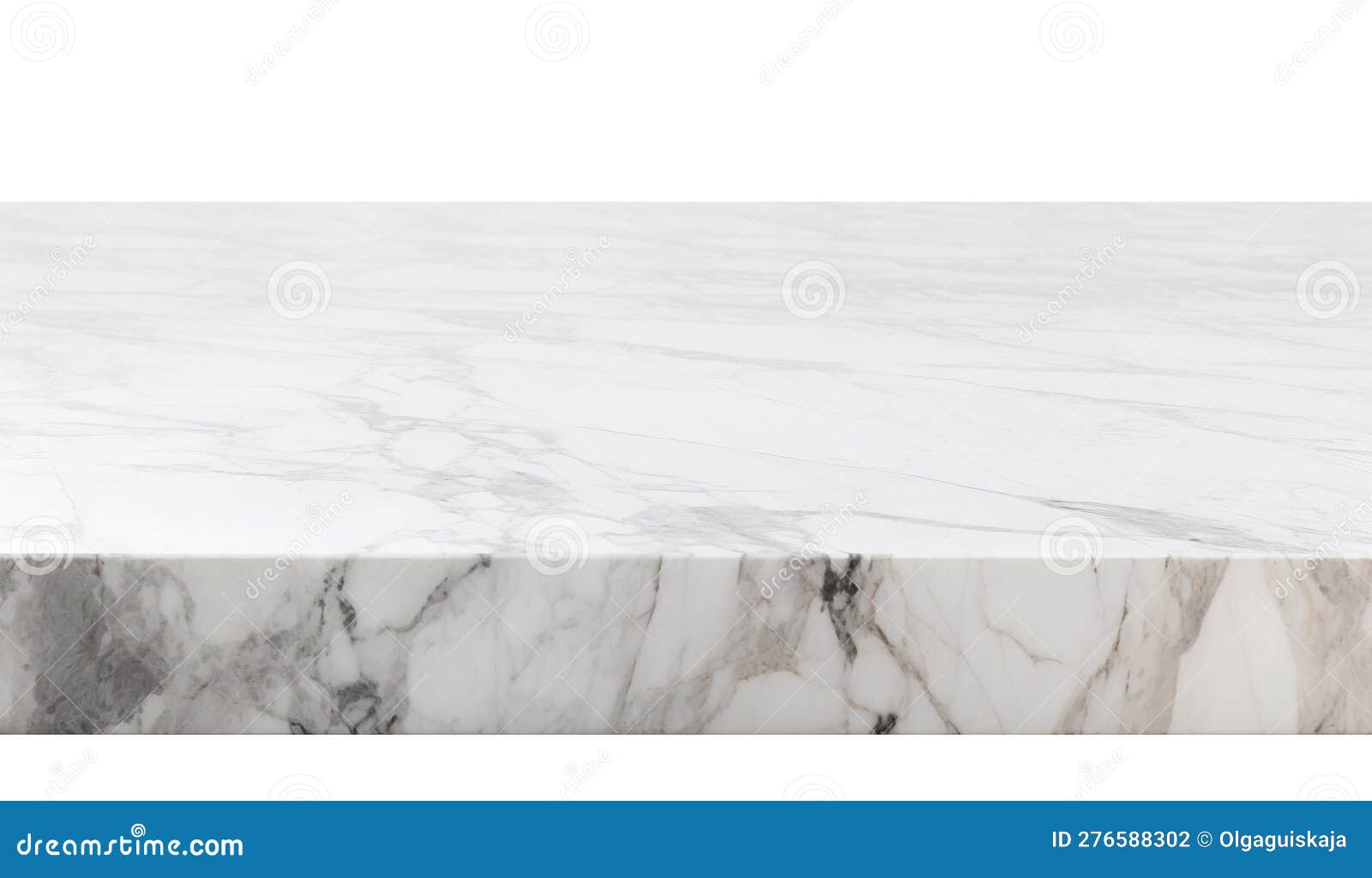 White Marble Table Surface Isolated on White Background. Front View ...