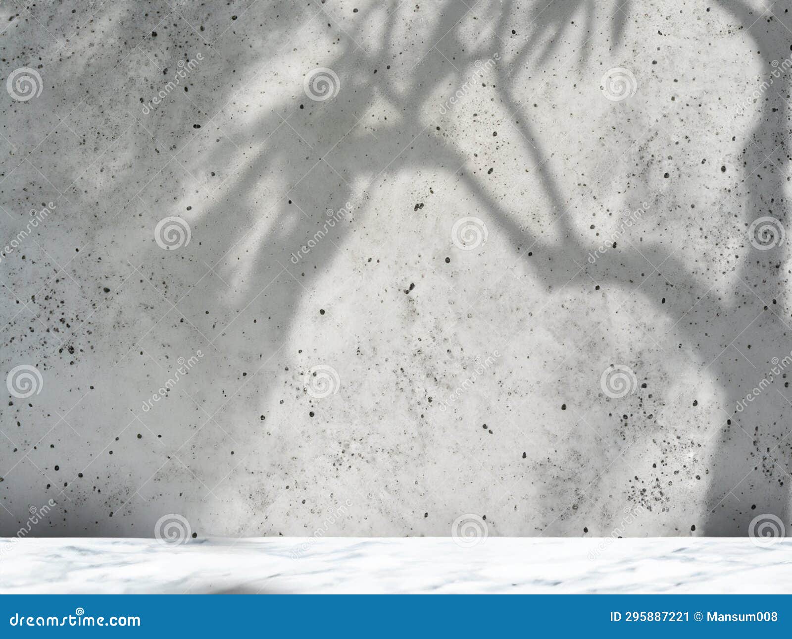 White Marble Table with Tree Shadow on Concrete Wall Texture Background ...