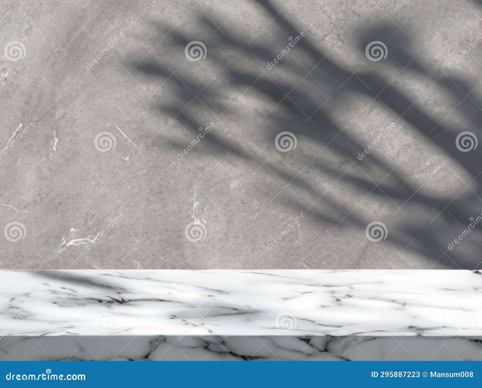 White Marble Table with Tree Shadow on Concrete Wall Texture Background ...