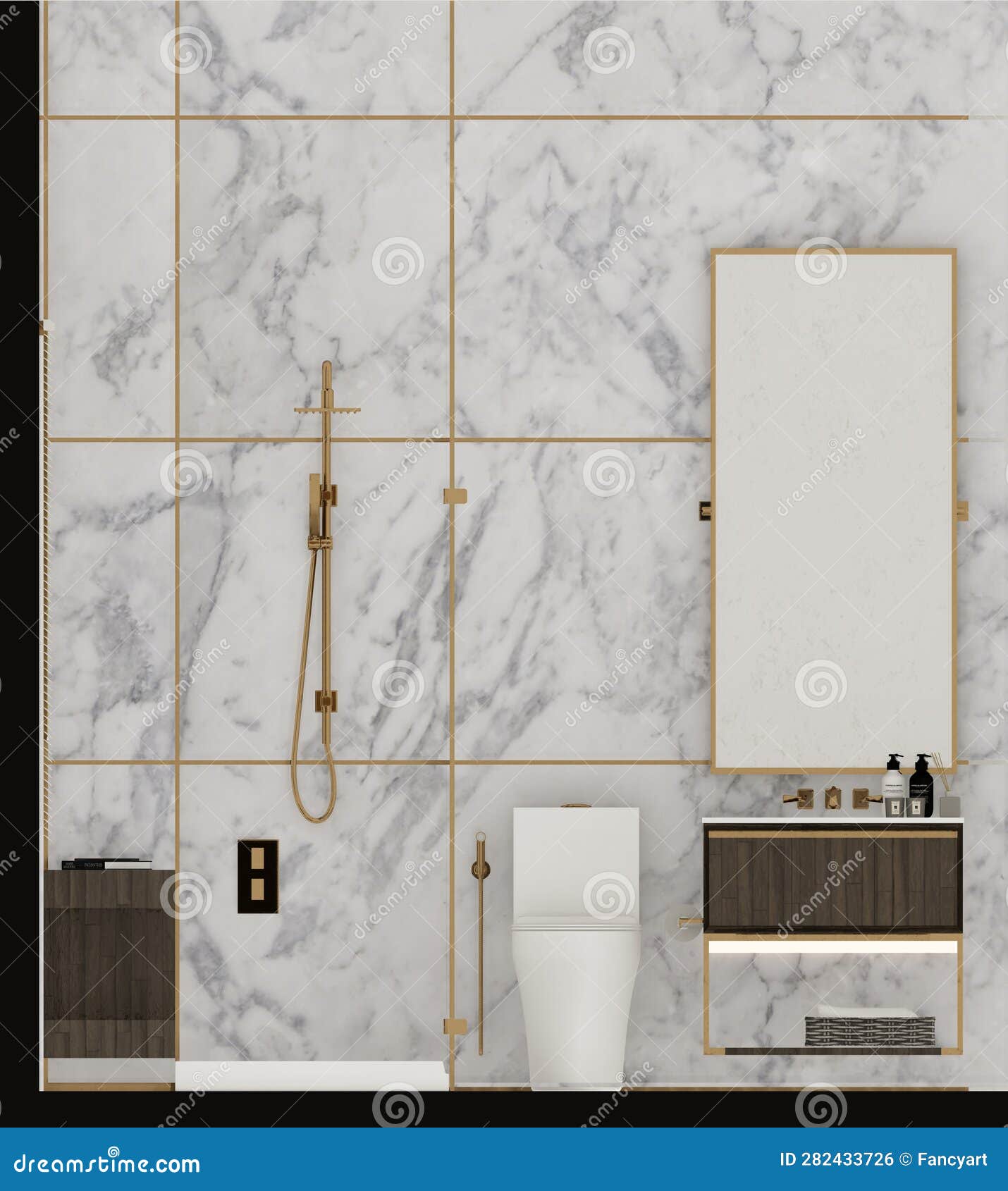 White Marble Toilet Interior Front Elevation Stock Illustration ...