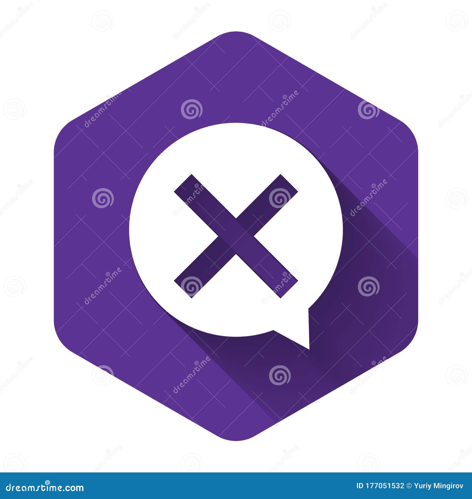 White X Mark, Cross in Circle Icon Isolated with Long Shadow. Check ...