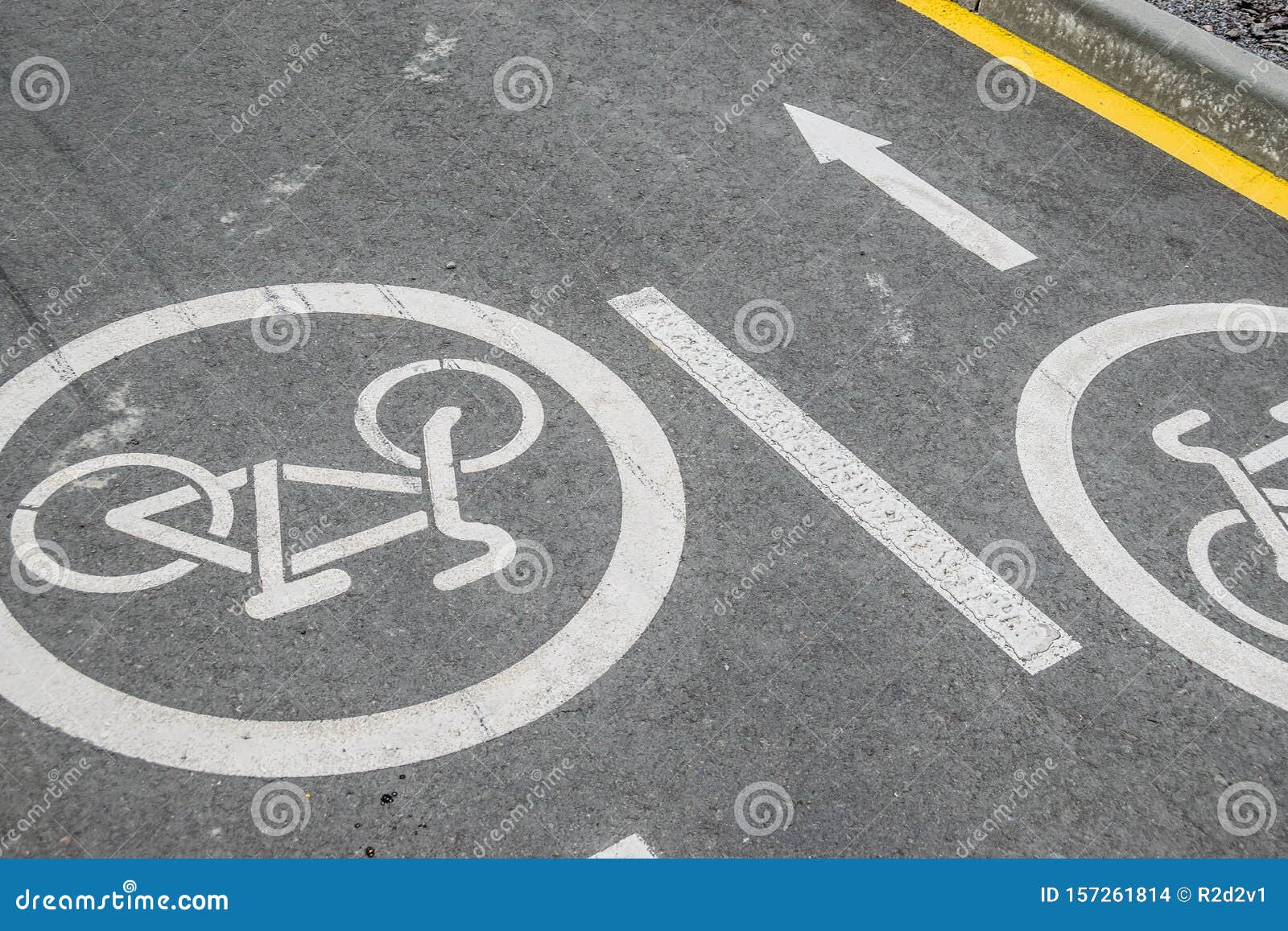 Bike path marking stock photo. Image of path, asphalt - 157261814