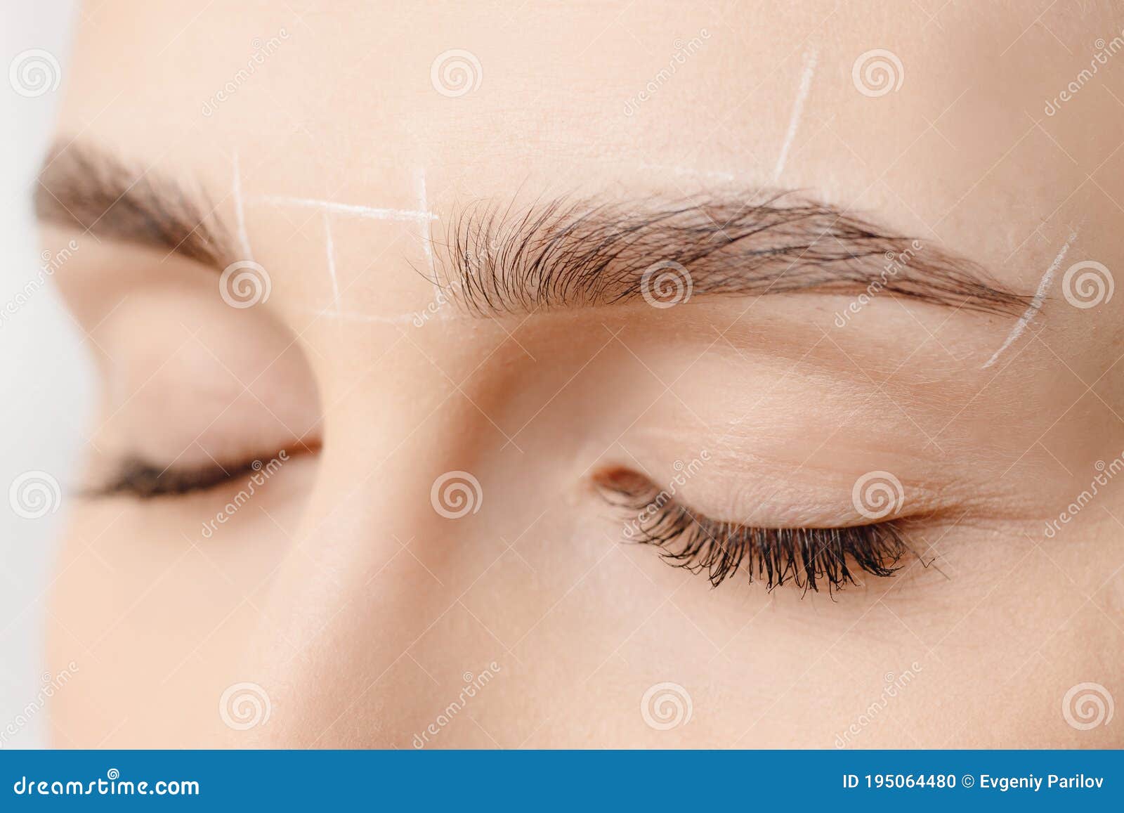 White Marking for Eyebrow Correction on Woman Face Stock Photo - Image ...