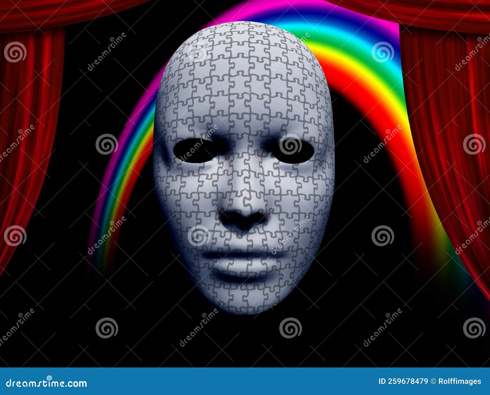 White Mask with Puzzle Pattern Stock Illustration - Illustration of ...
