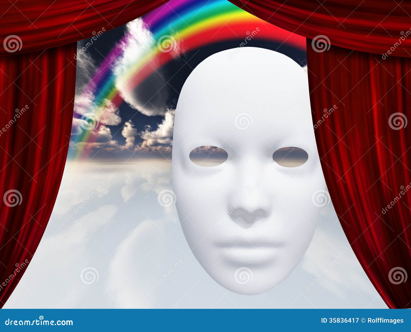 White mask with rainbow stock illustration. Illustration of face - 35836417