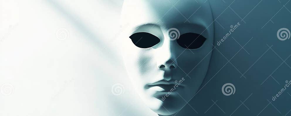 White Mask with Shadow on Blue Background, Mysterious Concept Stock ...