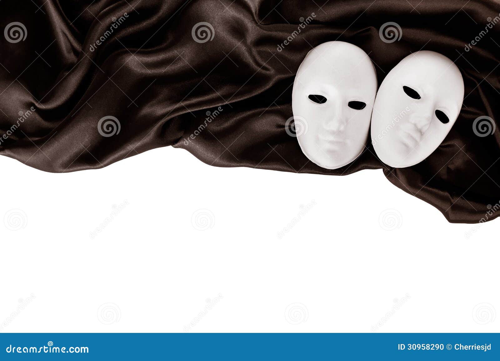 White Masks and Black Silk Fabric Stock Photo - Image of masks ...