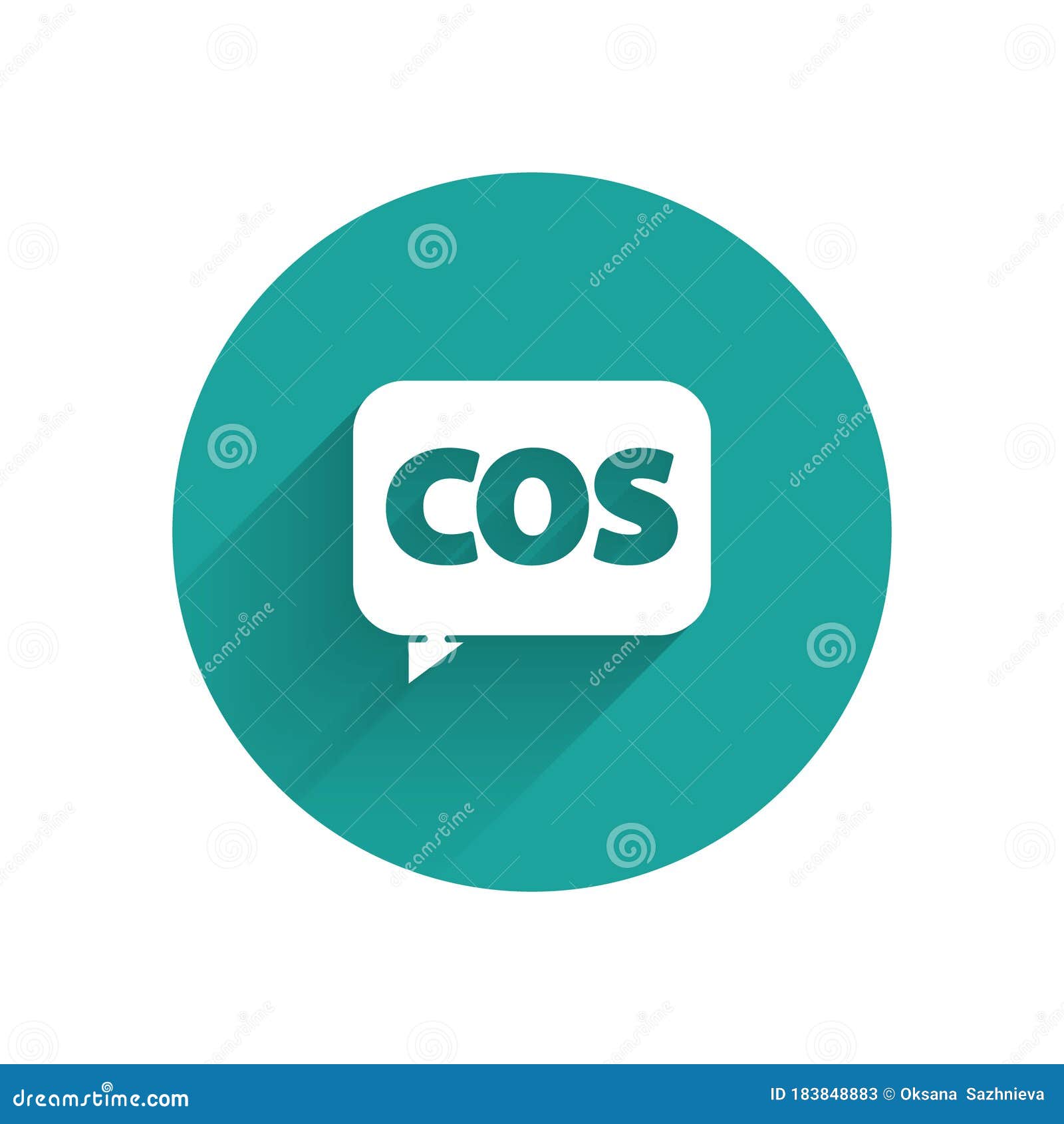 White Mathematics Function Cosine Icon Isolated with Long Shadow. Green ...