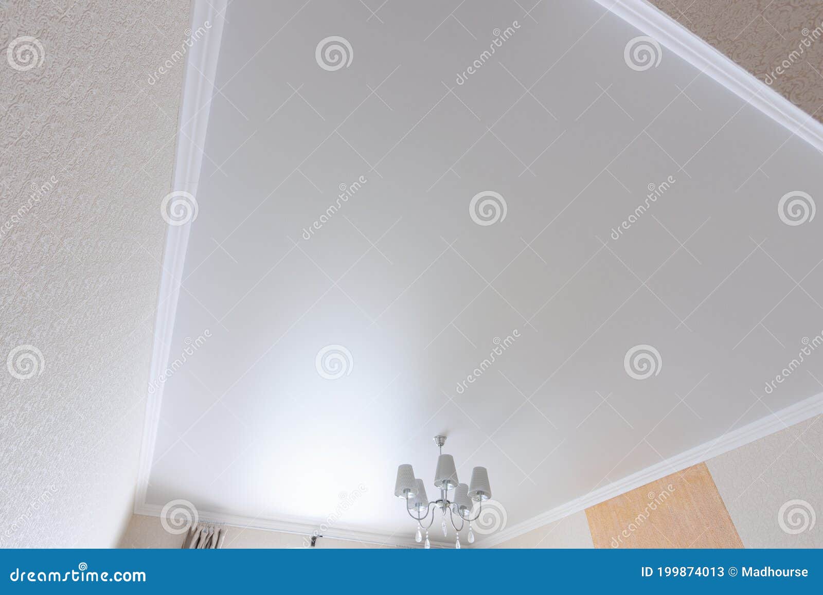 White Matte Ceiling in a Large Room Close Up Stock Image - Image of ...