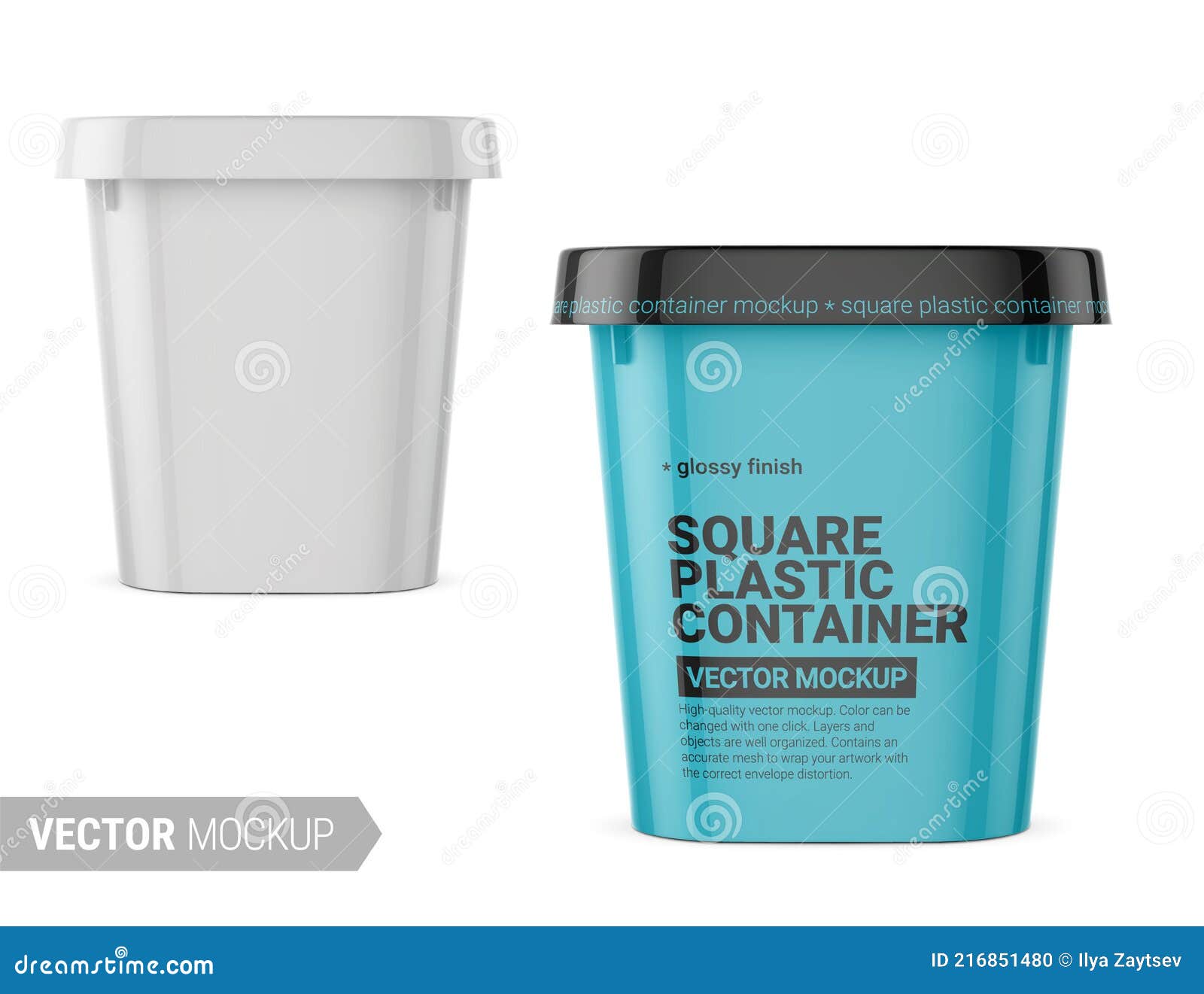 White Matte Plastic Container Mockup. Vector Illustration. Stock Vector ...