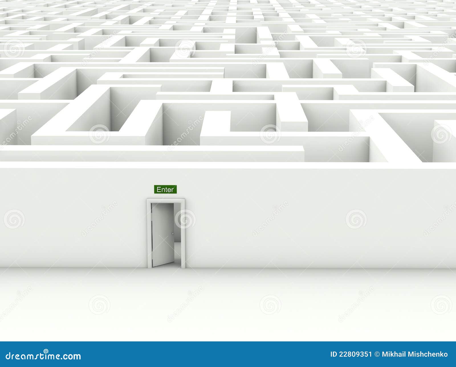 White maze with enter door stock illustration. Illustration of quest ...