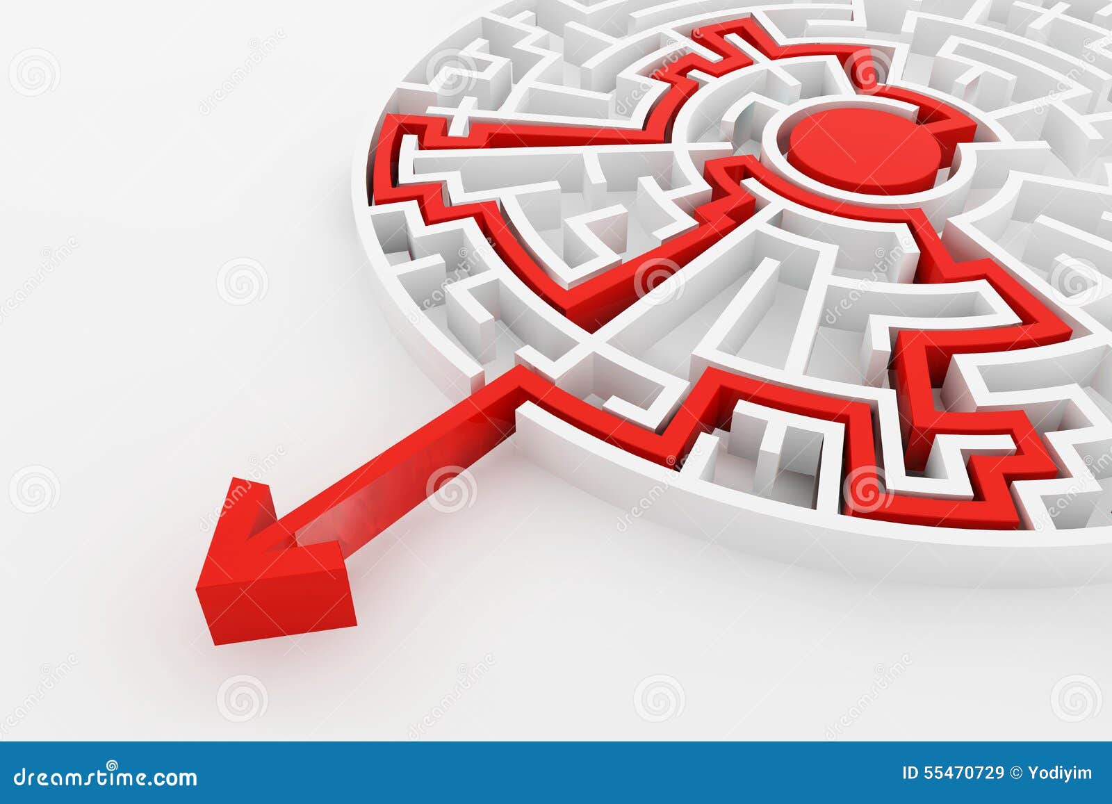White Maze and Red Solution Line, Complex Way To Find Exit. Stock ... White Maze and Red Solution Line, Complex Way To Find Exit. Stock ...