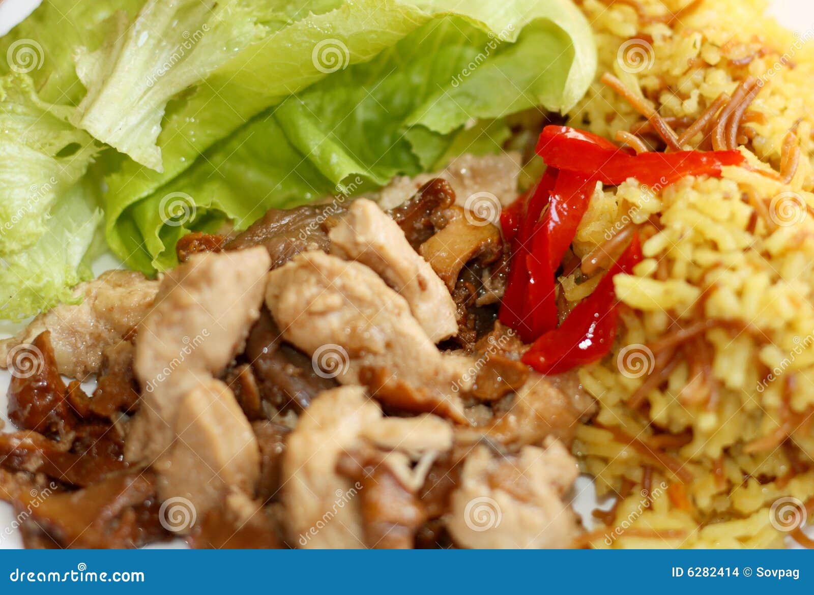 White Meat with Rice and Vegetables Stock Photo - Image of meat, lunch ...