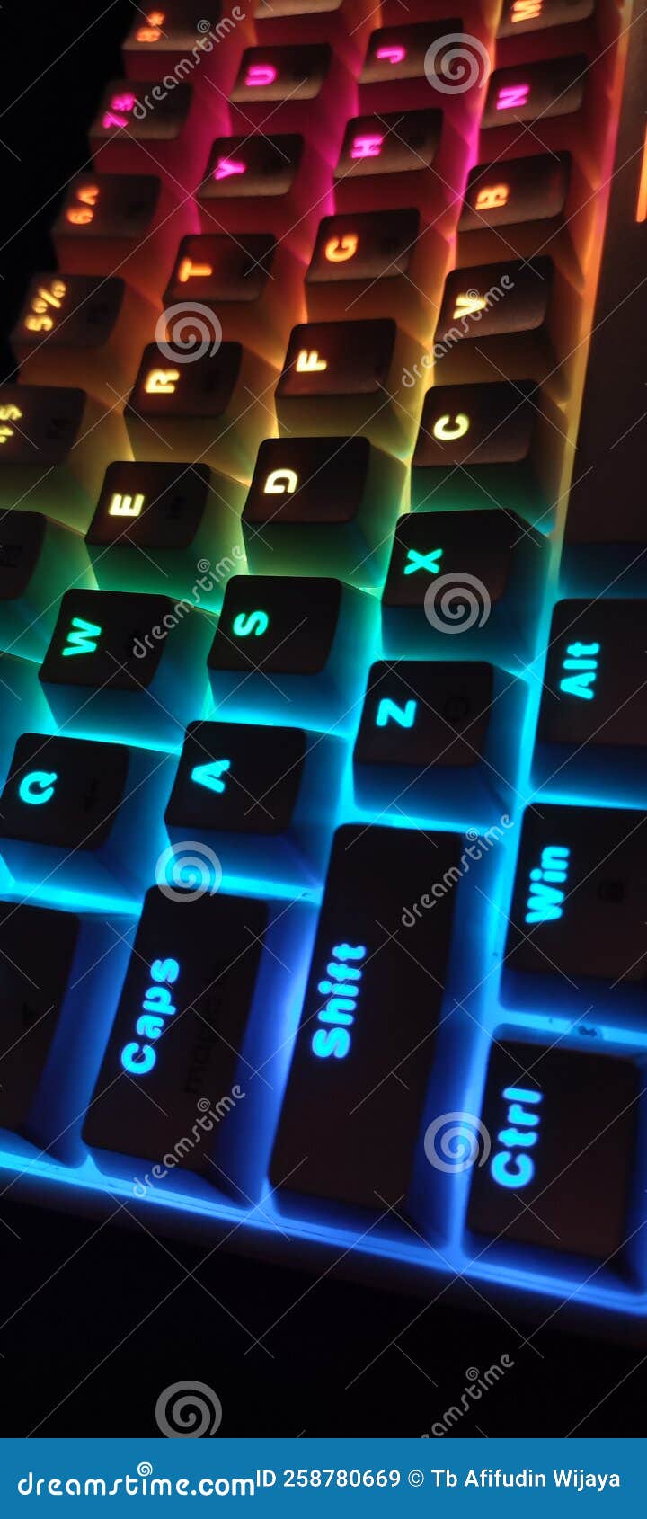 White Mechanical Keyboard with Colorful Illuminated Caps Stock Image ...