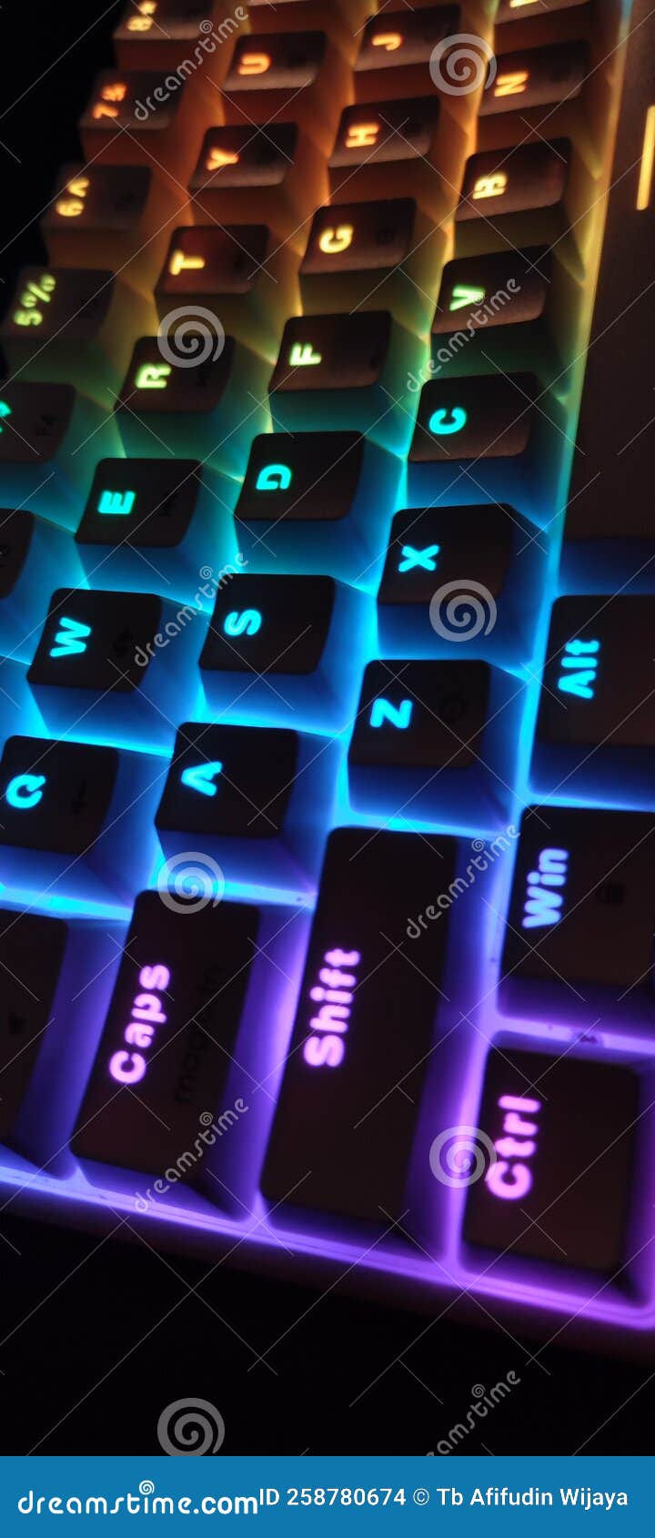 White Mechanical Keyboard with Colorful Illuminated Caps Stock Photo ...