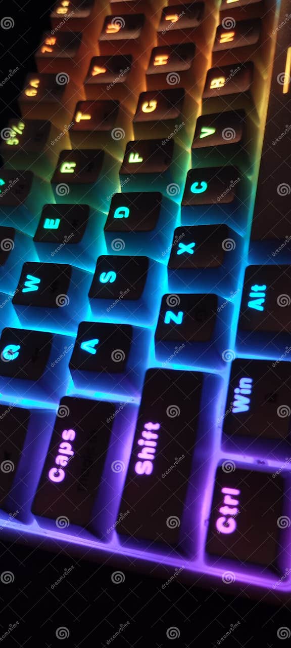 White Mechanical Keyboard with Colorful Illuminated Caps Stock Photo ...